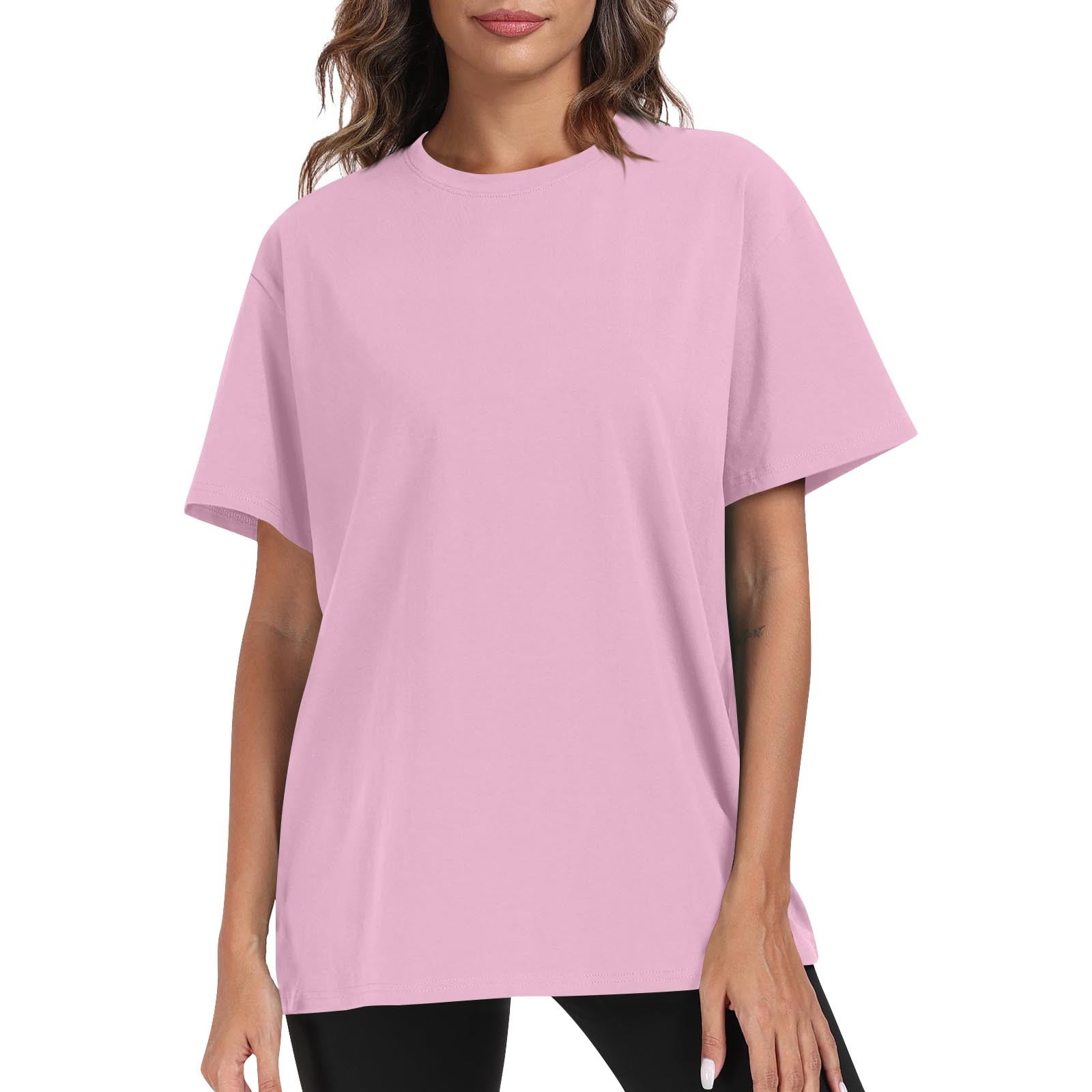 Susanny Womens Oversized T Shirts Loose Fit Cotton Crewneck Short
