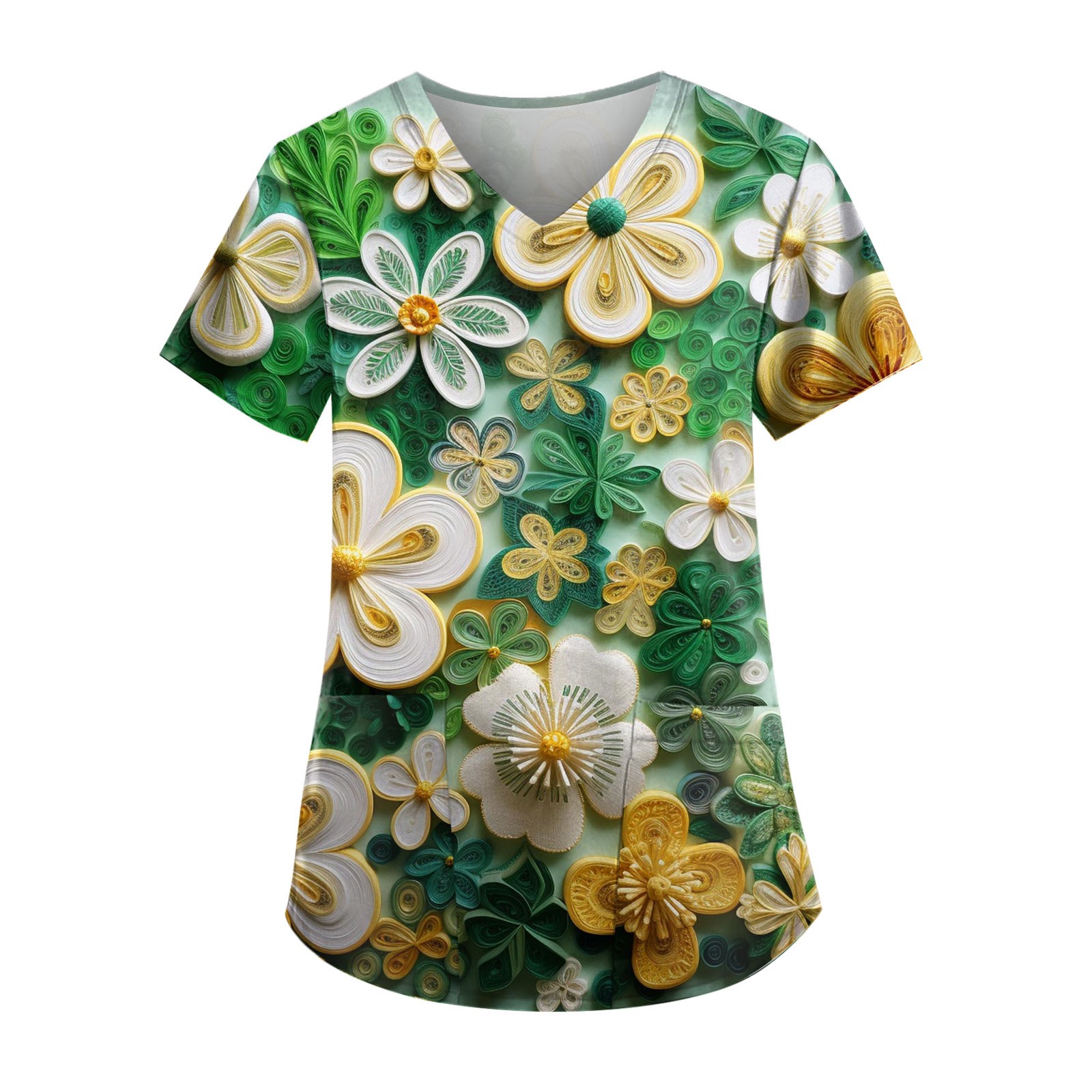 Susanny Womens Scrub Sweater Floral with Pockets Print Graphic Scrub ...