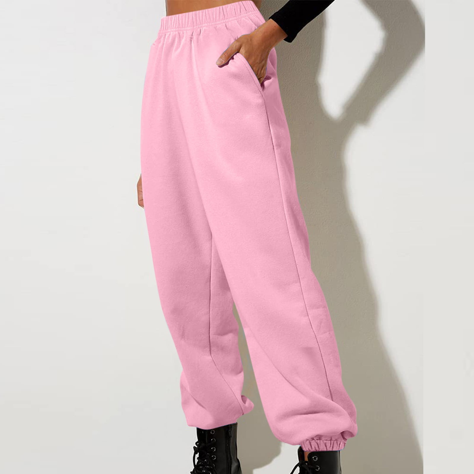 Susanny Womens Sweatpants Plus Size Elastic Waist Straight Leg High ...