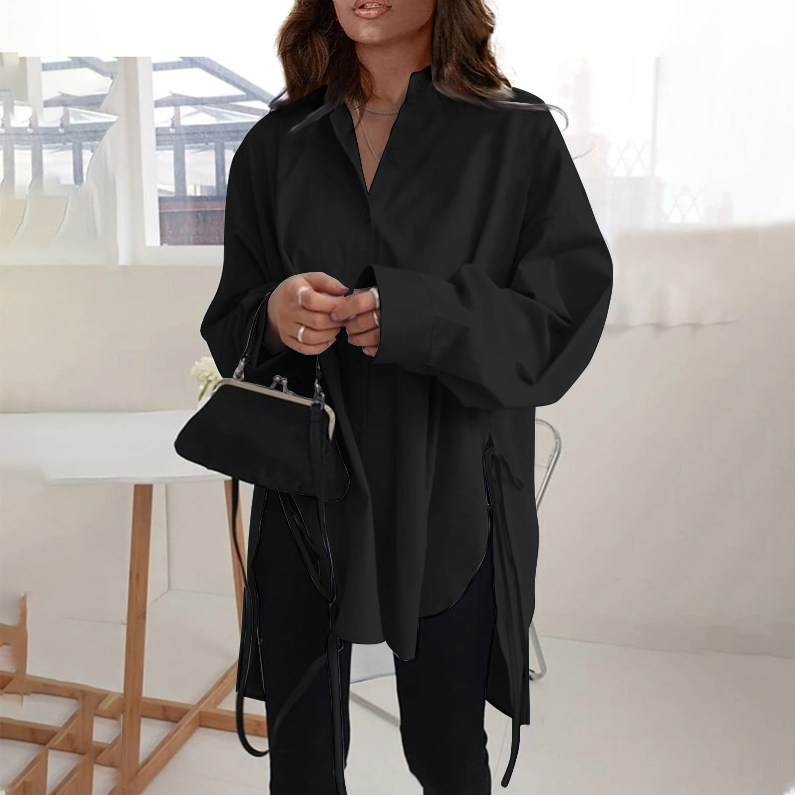 Susanny Womens White Button Down Blouse Long Sleeve Plus Sie Spring Tops Western Shirts Casual ...