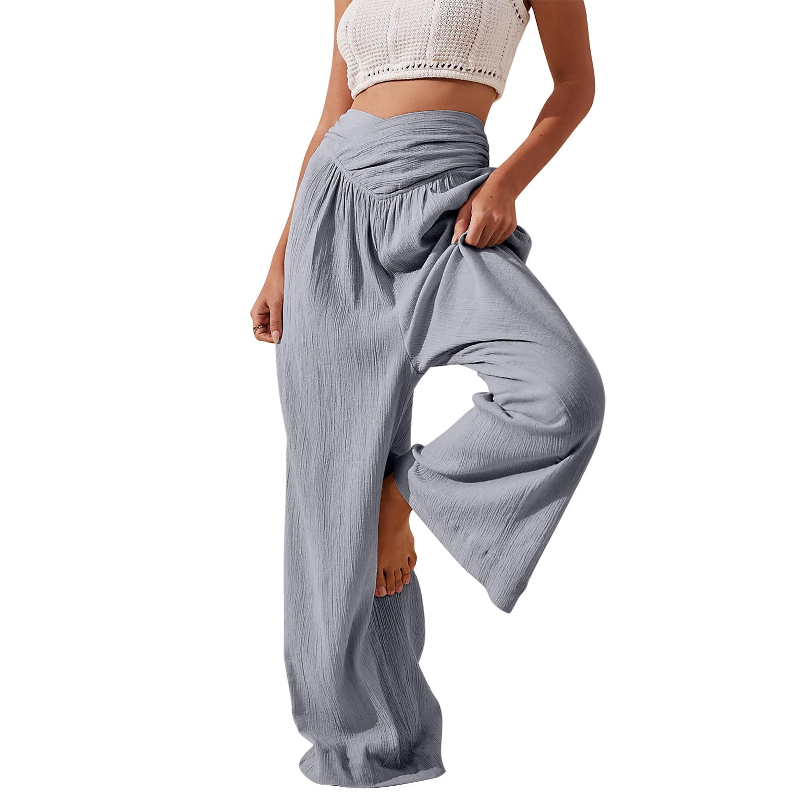 Susanny Womens Wide Leg Pants High Waisted Wide Leg Cotton Linen ...