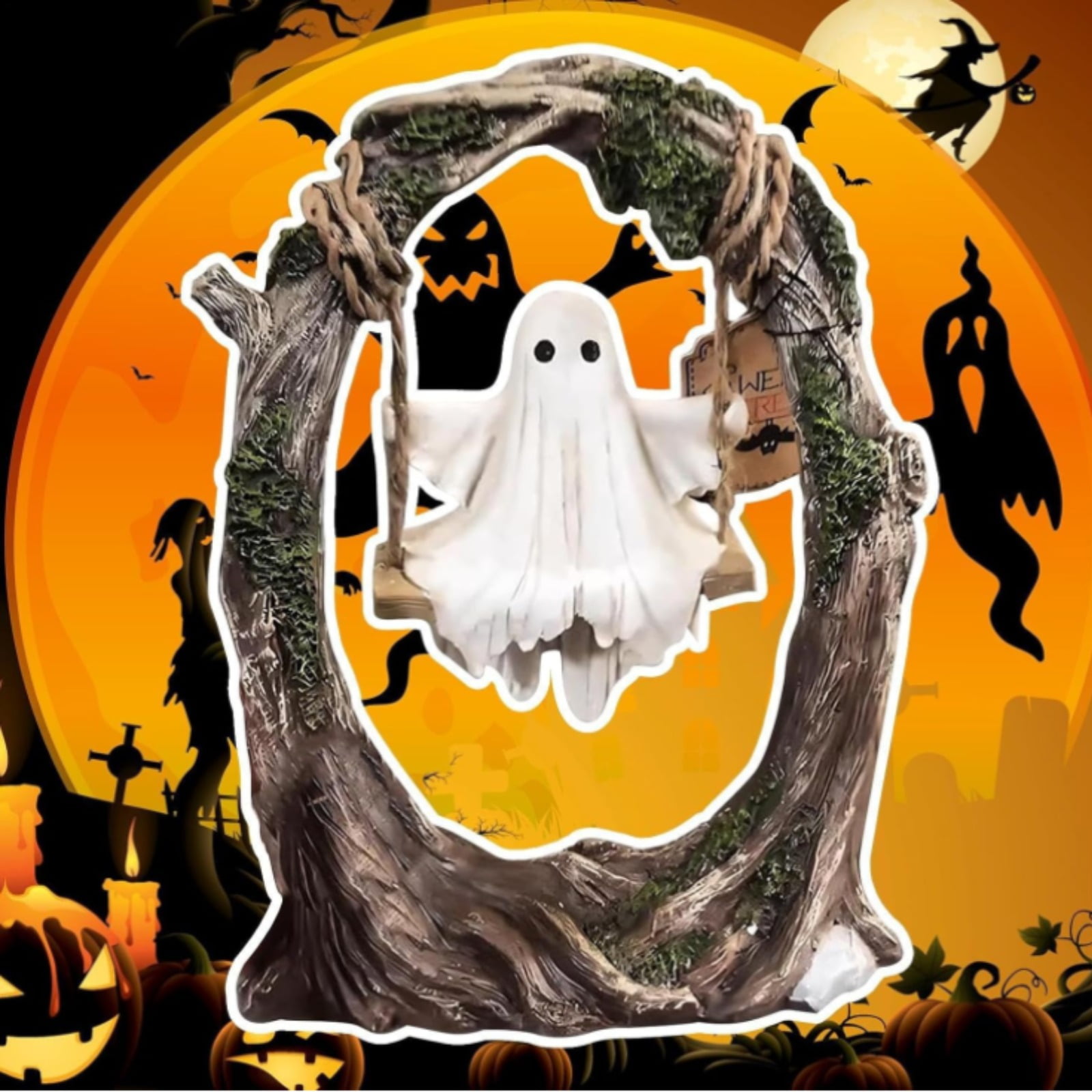 Susenstone Swinging Shadows: Ghost on a Tree Swing, Halloween Swing ...