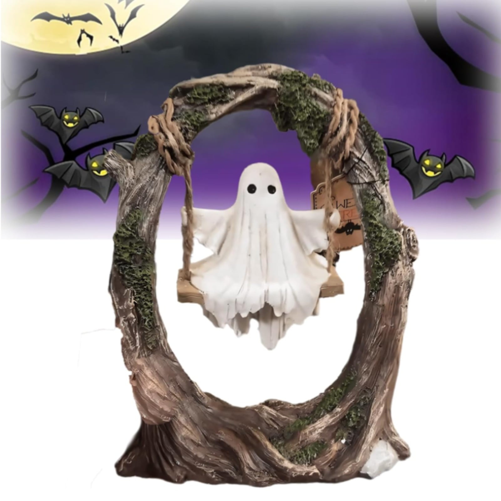 Susenstone Swinging Shadows: Ghost on a Tree Swing, Halloween Swing ...