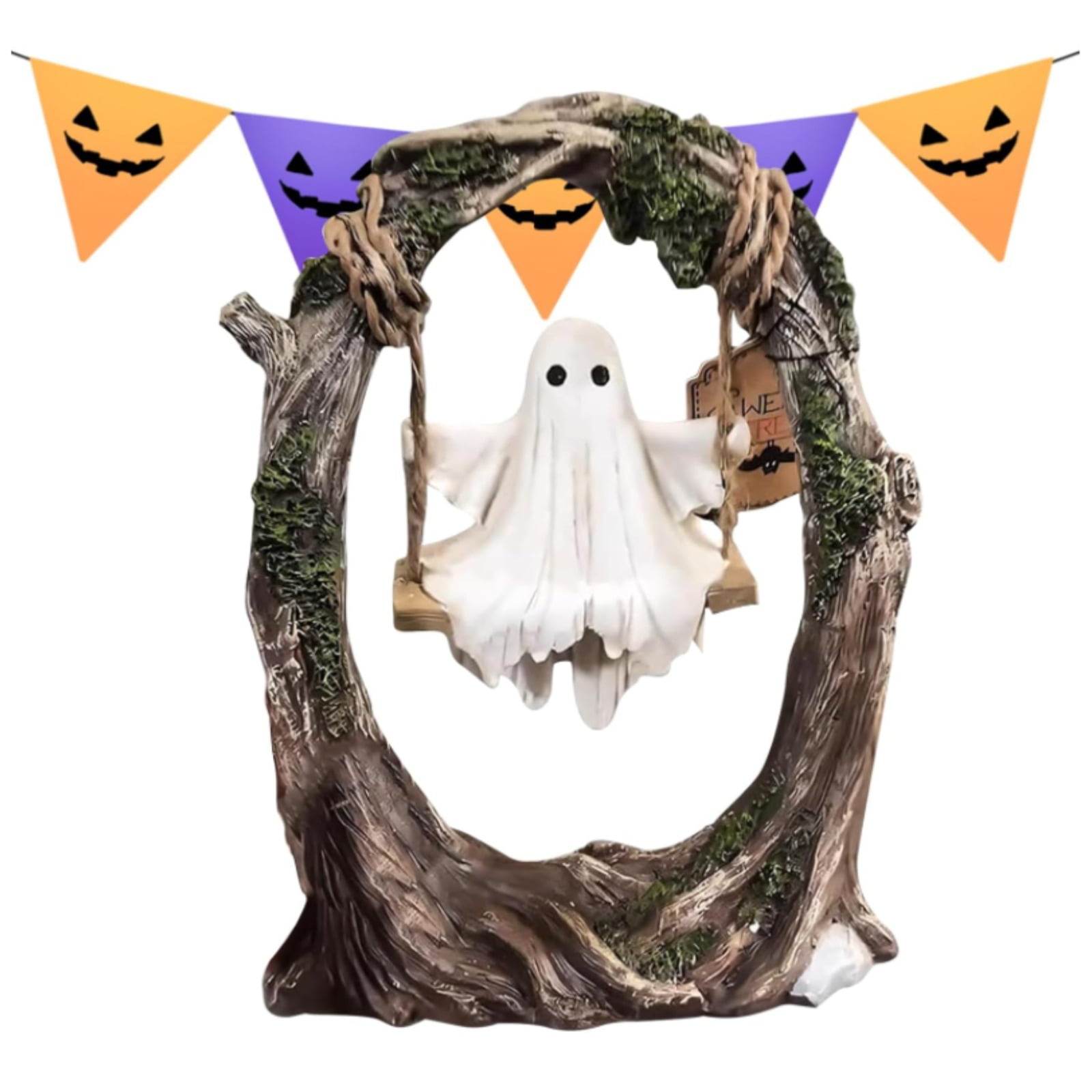 Susenstone Swinging Shadows: Ghost on A Tree Swing, Hanging Resin ...