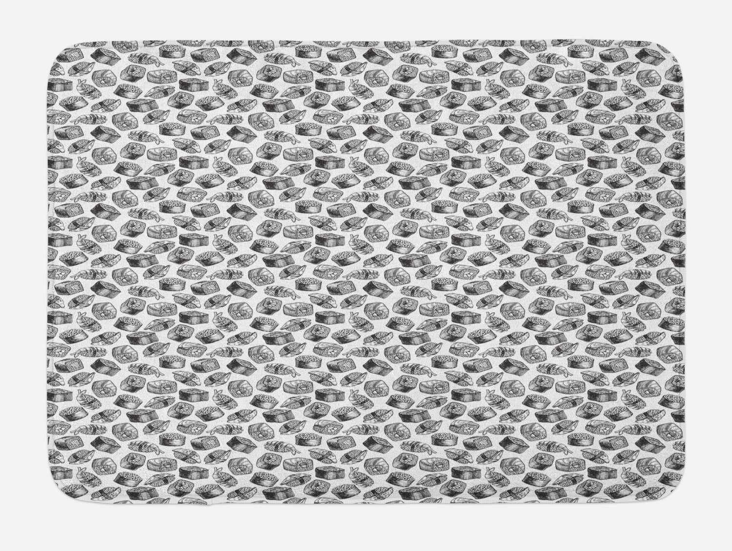 Sushi Bath Mat, Exotic Gourmet Food Theme with Various Type of Sushi ...