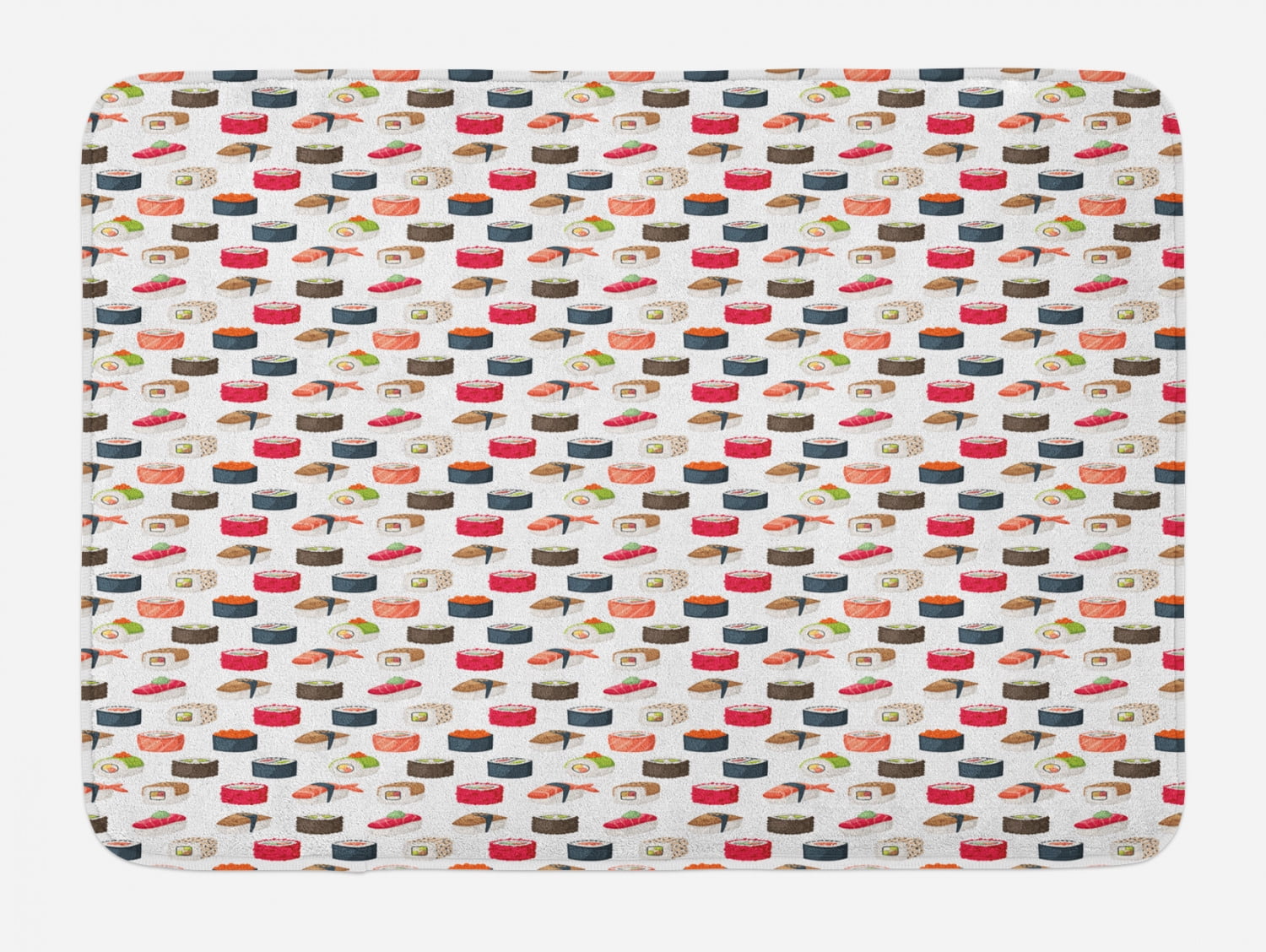 Sushi Bath Mat, Yummy Sushi Rolls Japanese Maki and Nigiri Food Rice ...