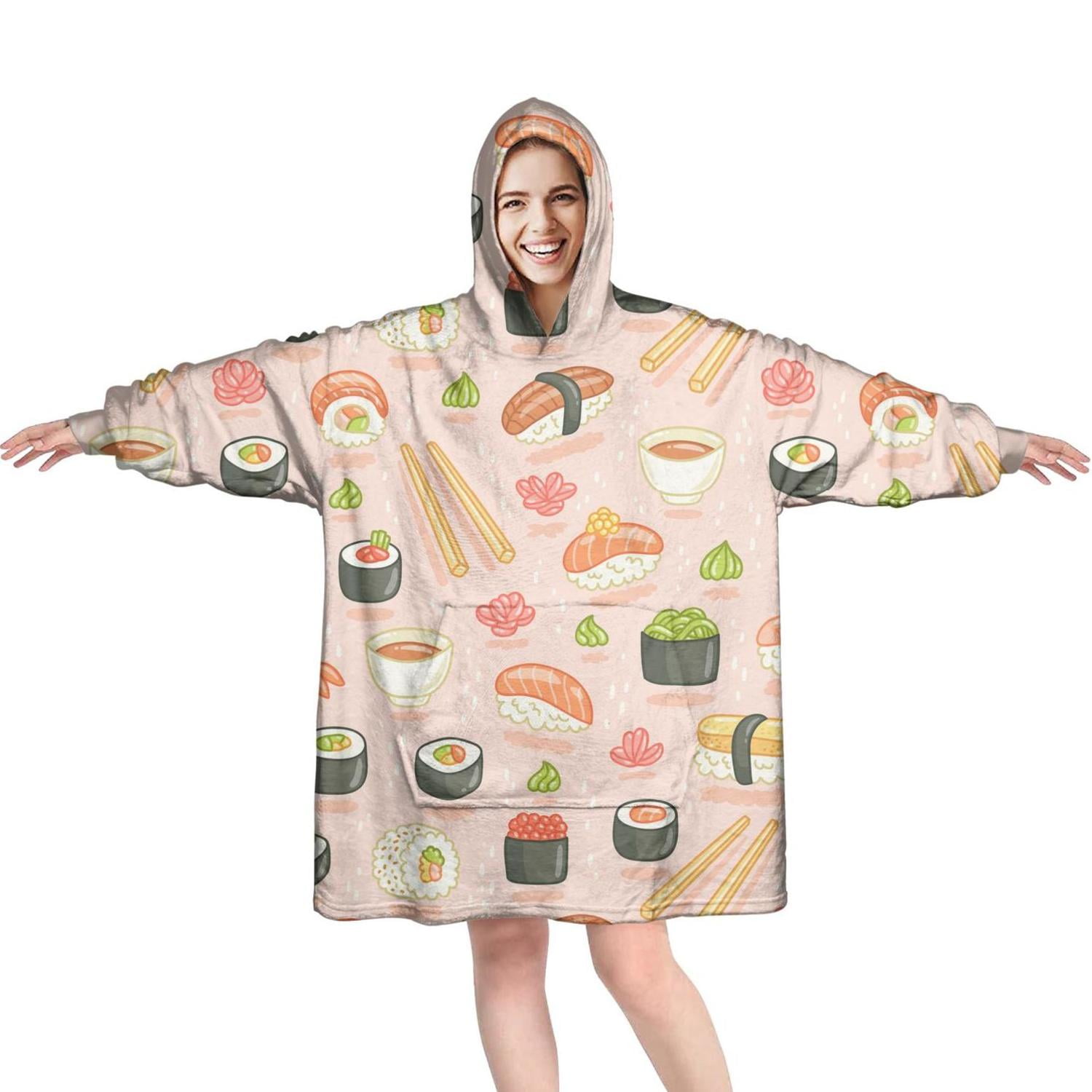Sushi Blanket Hoodie Wearable Blanket Hoodie for Adults Sherpa All ...