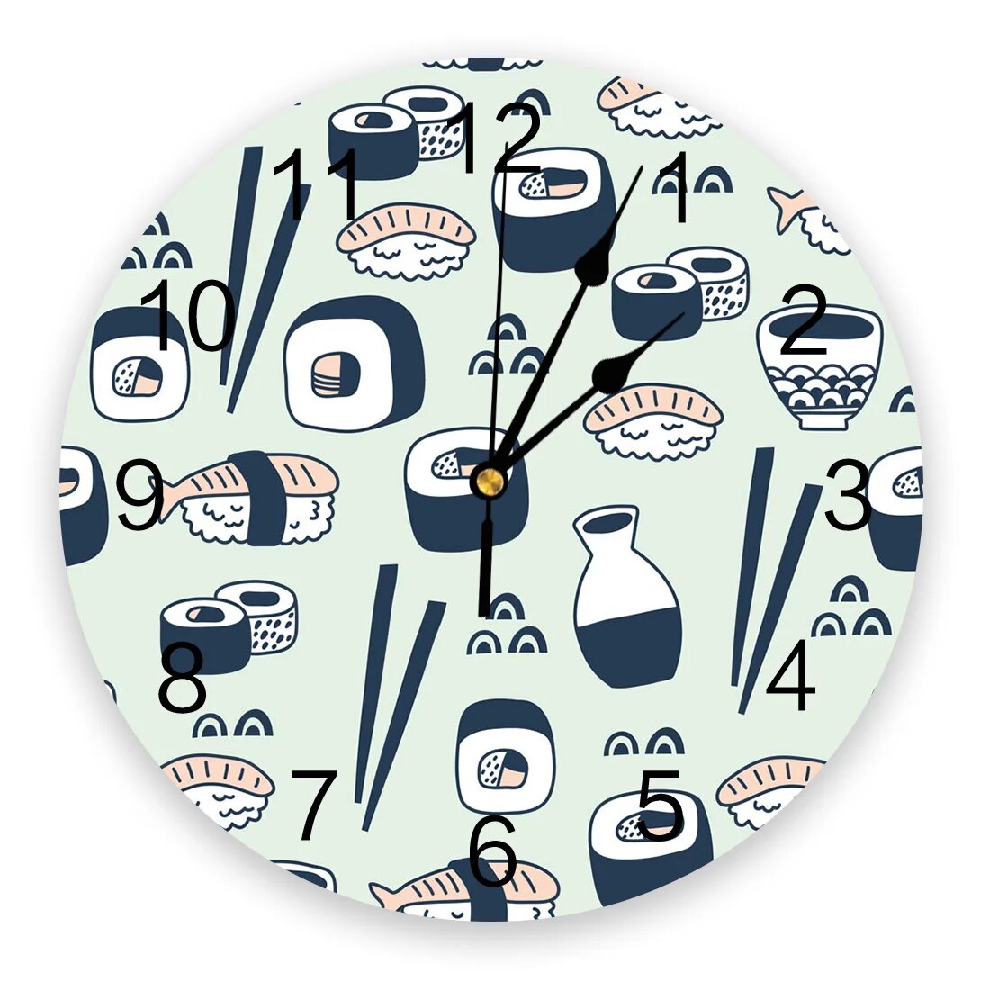 Sushi Chopsticks Culture Japan Wall Clocks Silent Home Cafe Office Wall ...