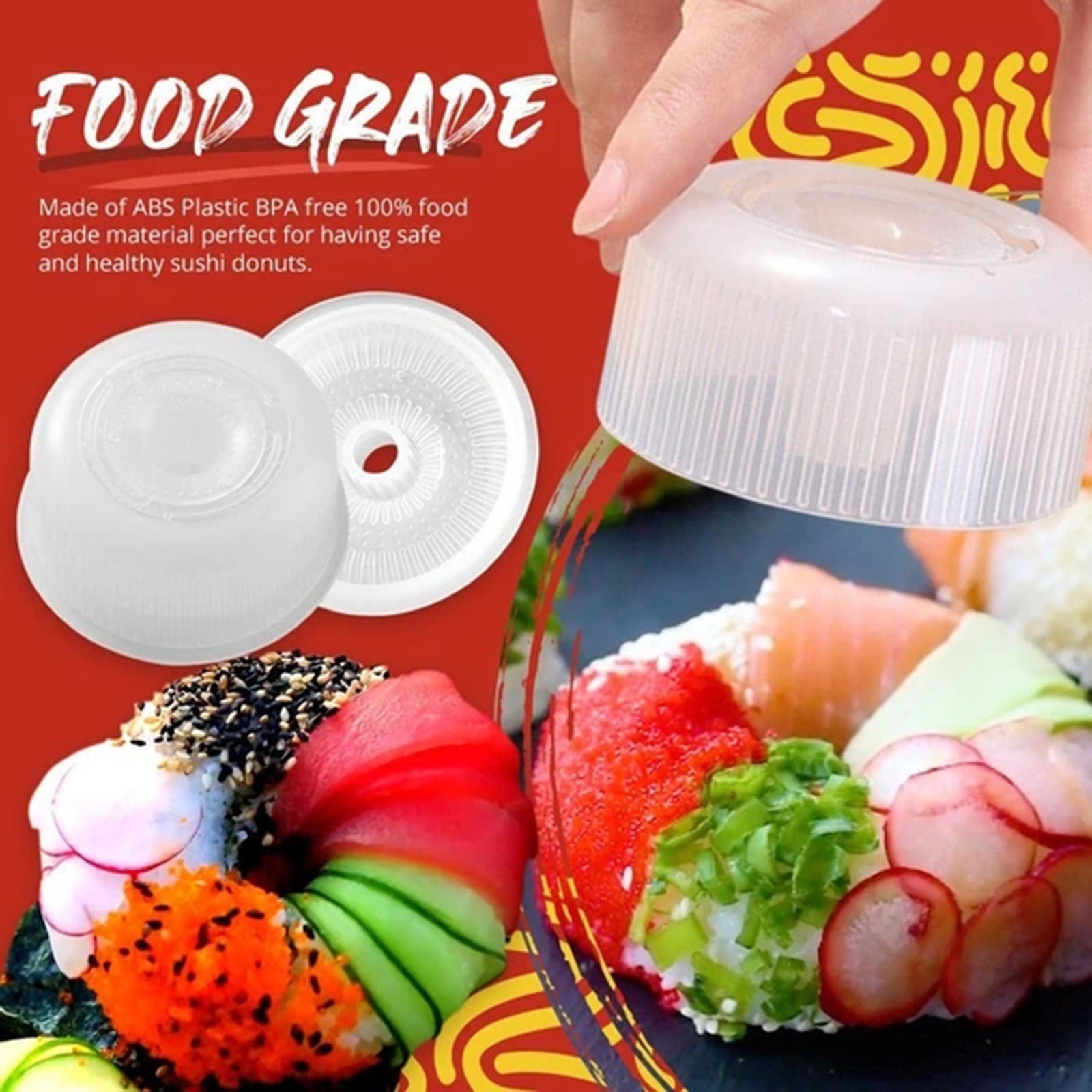 Sushi Donut Shape Maker Home DIY Kids Rice Bento Sushi Maker Round Rice ...