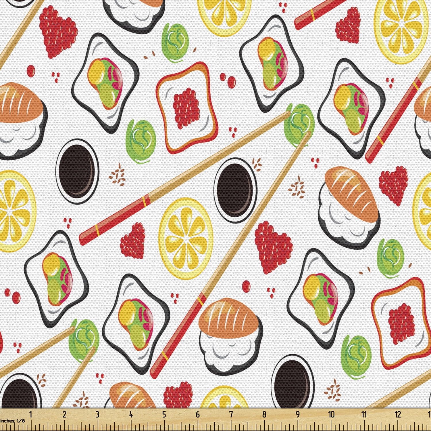 Ambesonne Sushi Fabric by the Yard Upholstery, Traditional Japanese ...