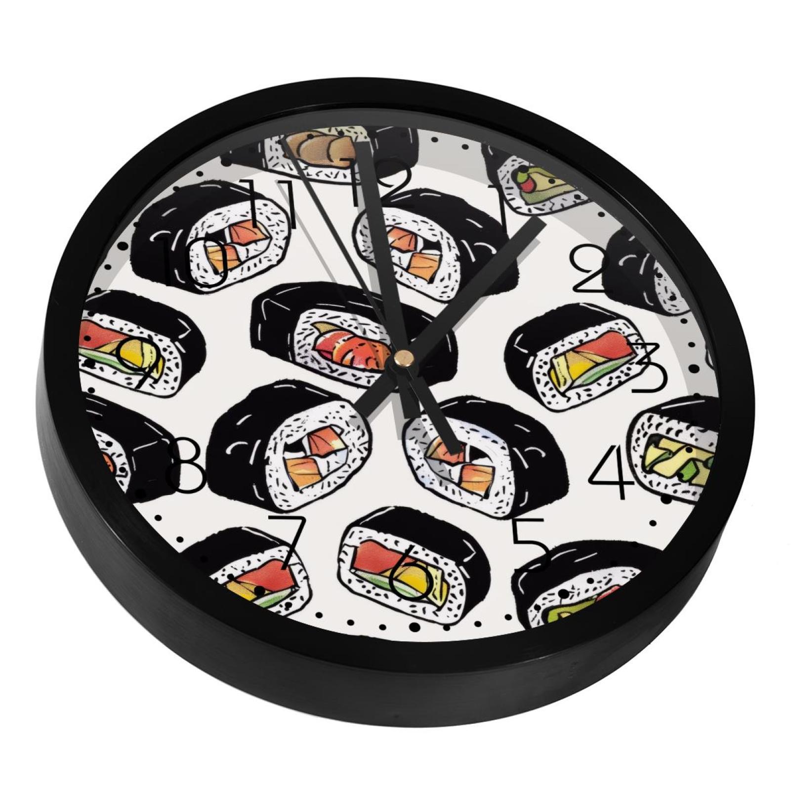 Sushi Futomaki Roll Silent Wall Clock, Non Ticking Battery Operated 9.8 ...