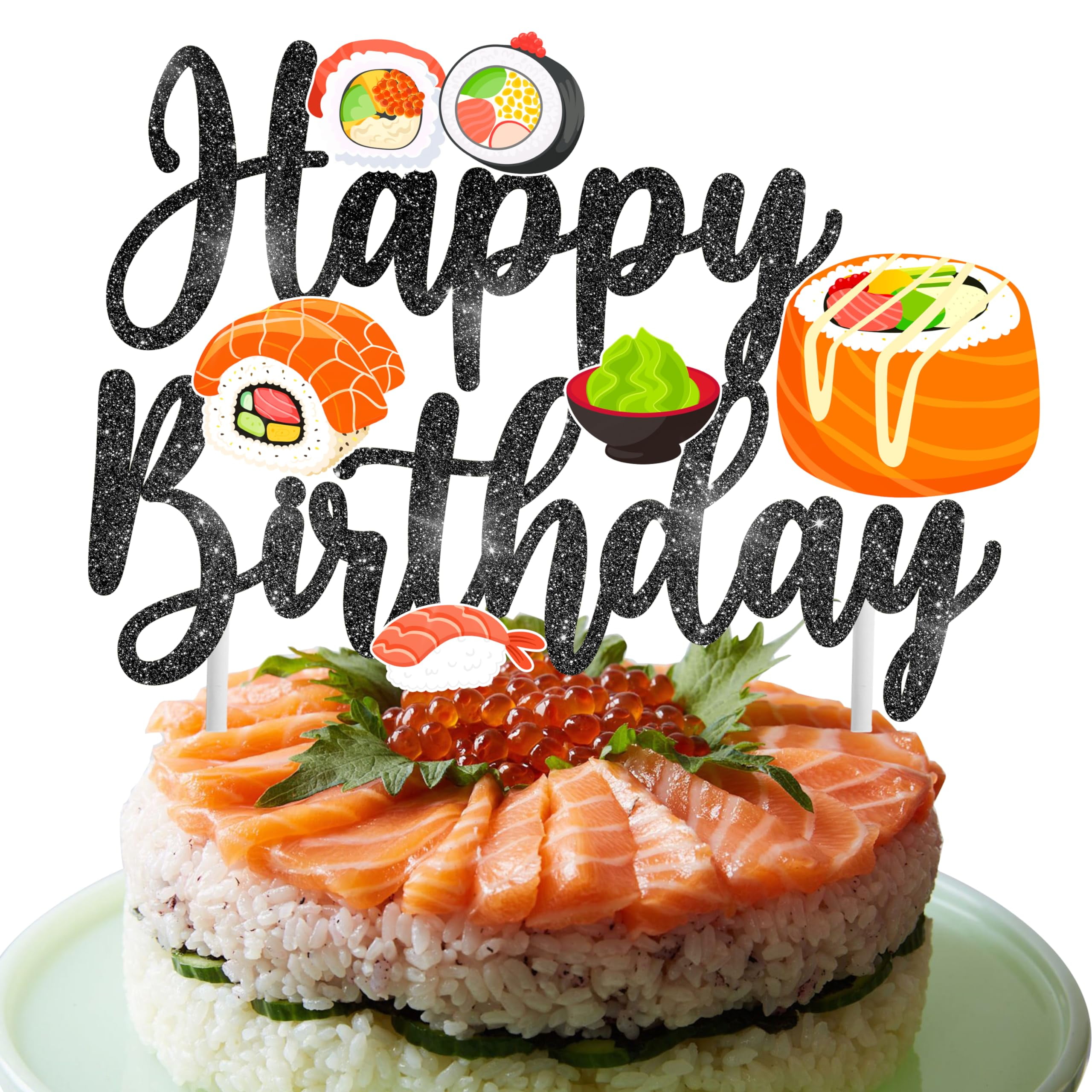 Sushi Happy BirthdayTRDN Cake Topper Sushi Birthday Party Decoration ...