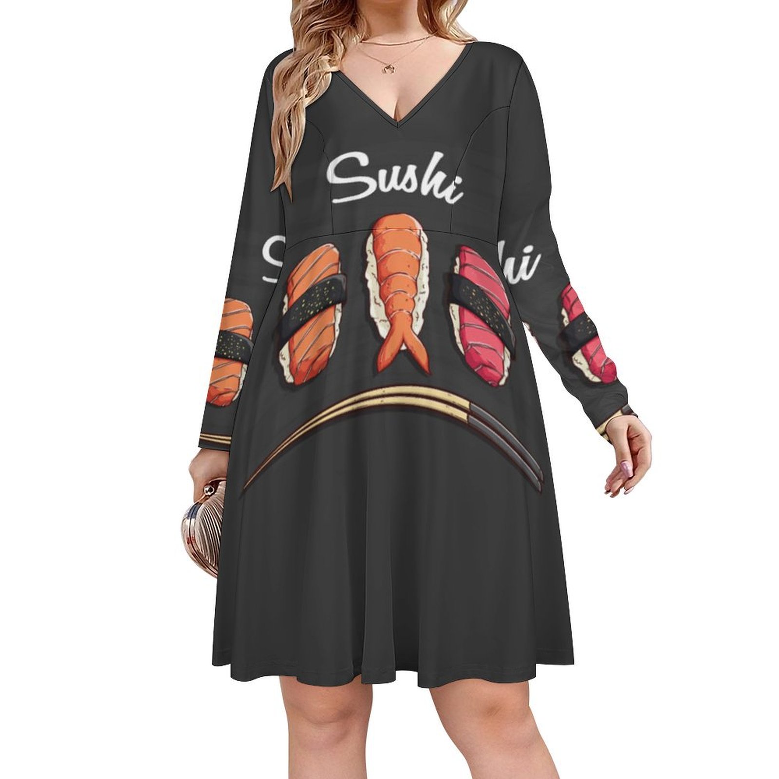 Sushi House 1 Long Sleeve Sexy Dresses For Women Ladies Vintage Elegant ...