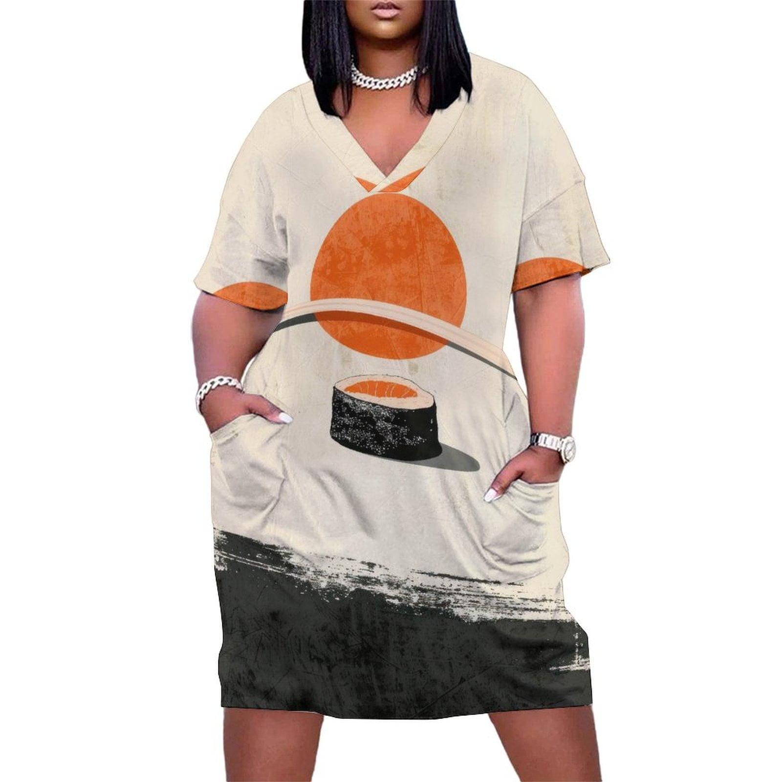 Sushi House 2 Summer Dresses for Women Plus Size Sundress Short Sleeve ...