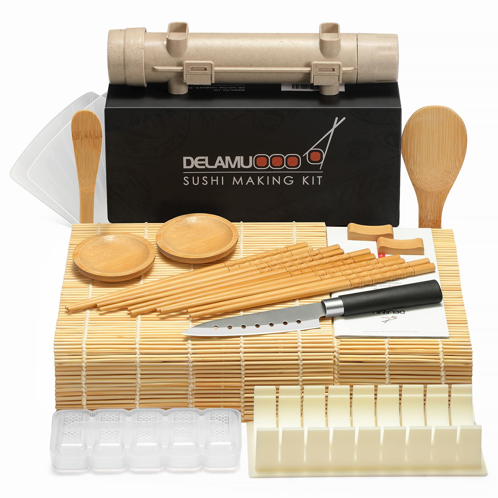 Sushi Making Kit 20 in 1 with Bazooka Roller, Chef Knife, Bamboo Mats ...