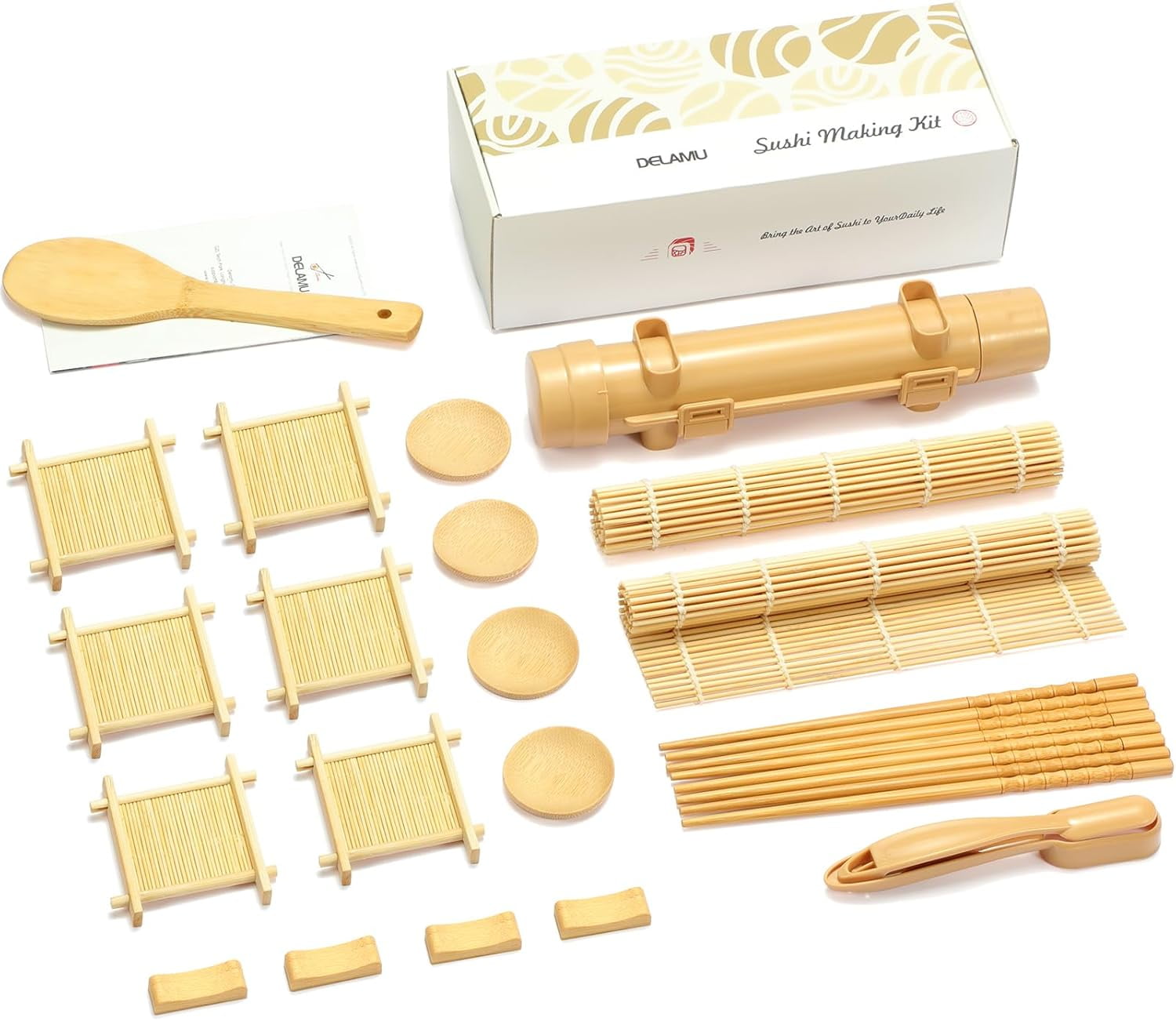 Sushi Making Kit, 20 in 1 Bazooka Roller Kit with Chef’s Knife, Bamboo ...