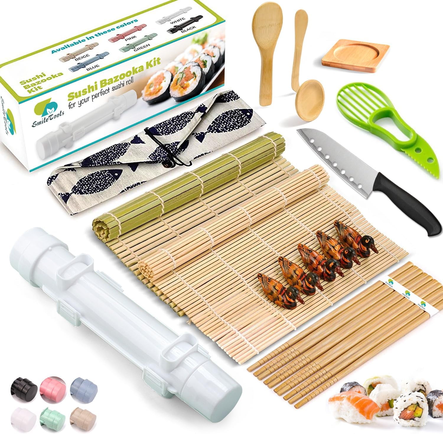 Sushi Making Kit, 22 in 1 Sushi Roller Sushi Maker Kit with Bamboo ...
