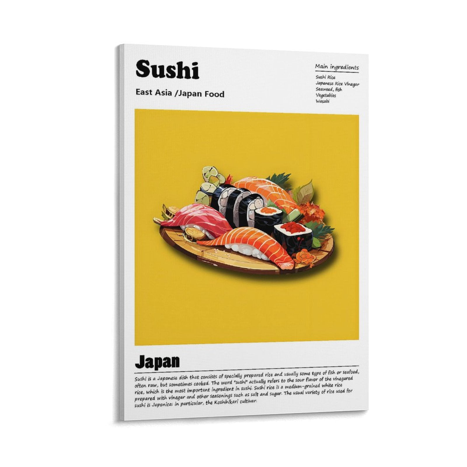 Sushi Poster, Food Wall Art, Japanese Food Print Kitchen Poster, Modern ...