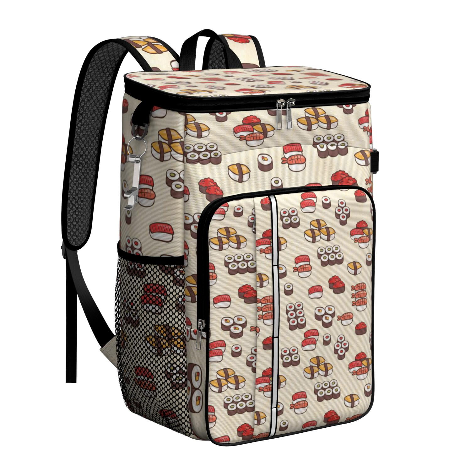 Sushi Print Insulated Cooler Backpack, Leakproof Lunch Bag for Japanese ...
