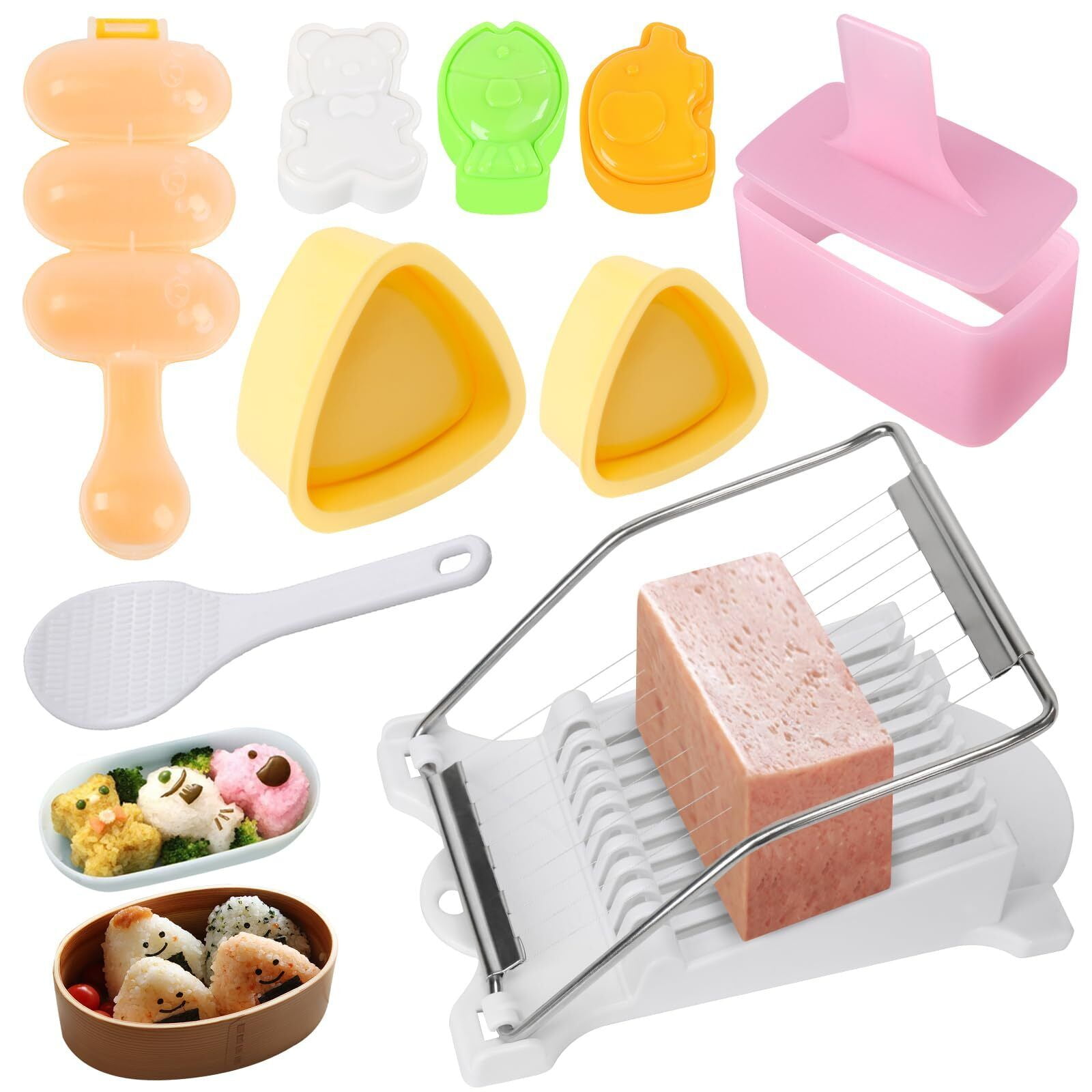 Sushi Rice Mold Tool set Onigiri Mold,Rice Ball Maker Luncheon Meat ...
