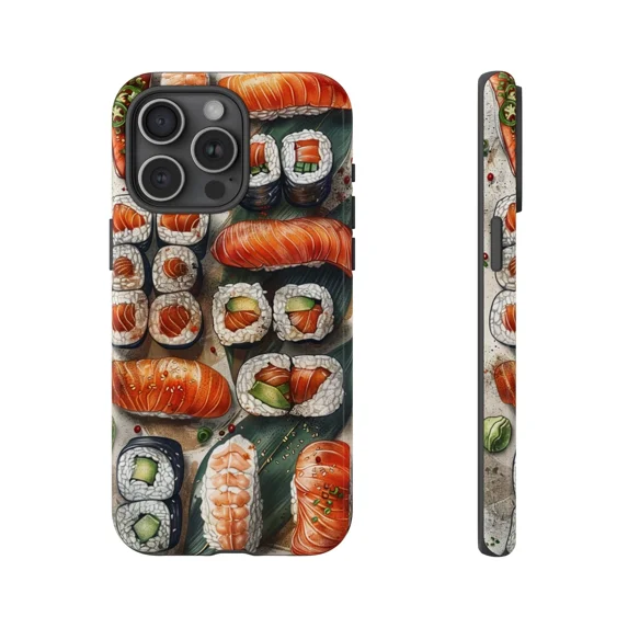 Sushi Roll Sashimi Platter Food Art Case for iPhone 17 through 11 Pro ...