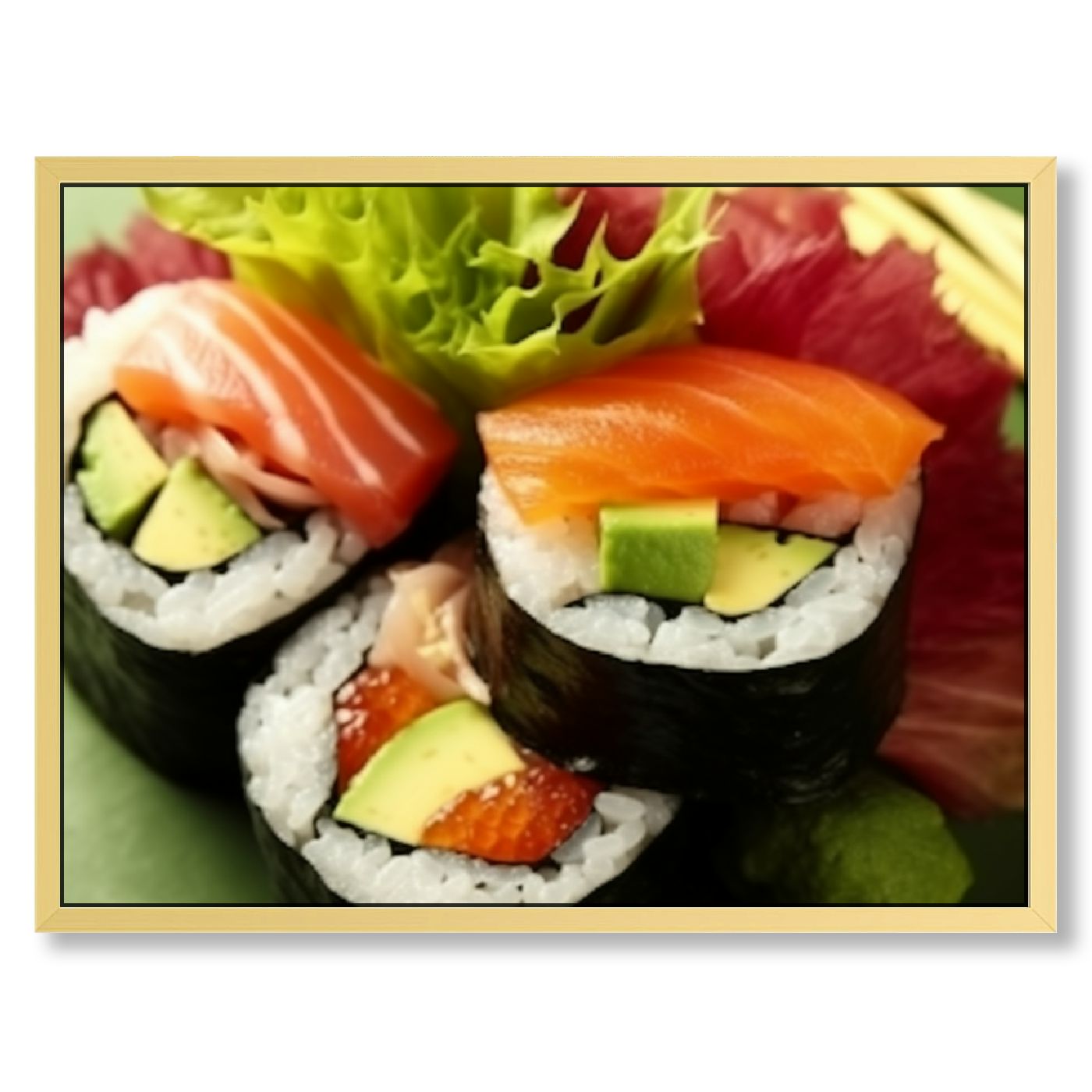 Sushi Sashimi with Salad Food Kitchen Poster Wall Art Canvas Painting ...