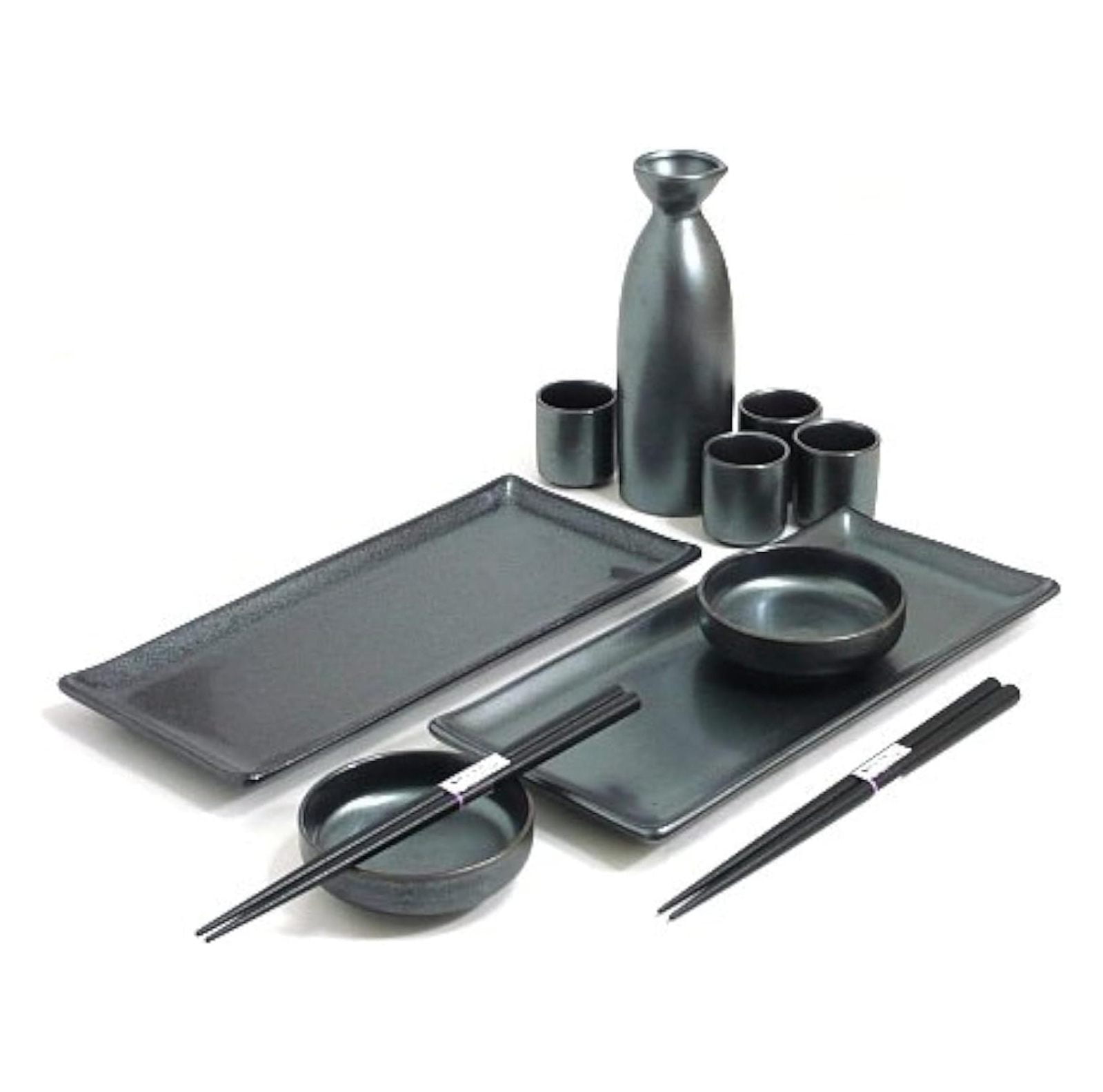 Sushi Set Made In Japan - MySushiSet 11 piece Black Crystal Ceramic ...