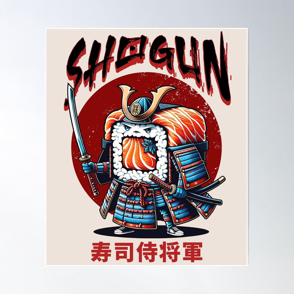 Sushi Shogun Samurai Japanese Aesthetics Food Illustration Funny Gift ...