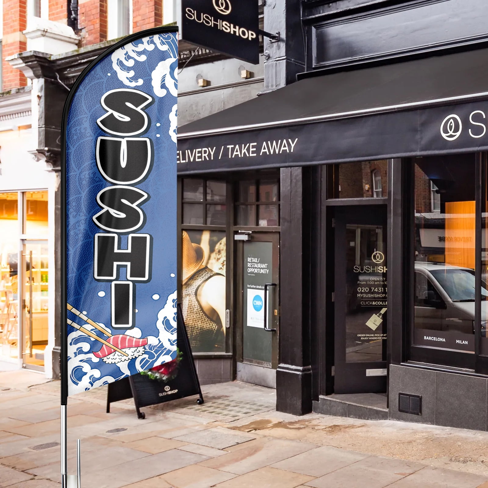 Sushi Sign Feather Flag,8FT Sushi outdoor advertising flag, Sushi ...