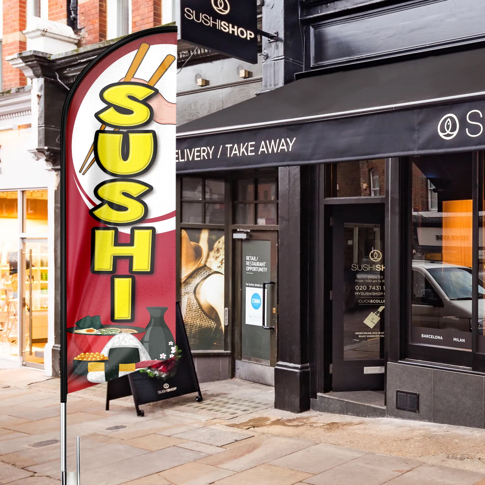Sushi Sign Feather Flag,8FT Sushi outdoor advertising flag, Sushi ...