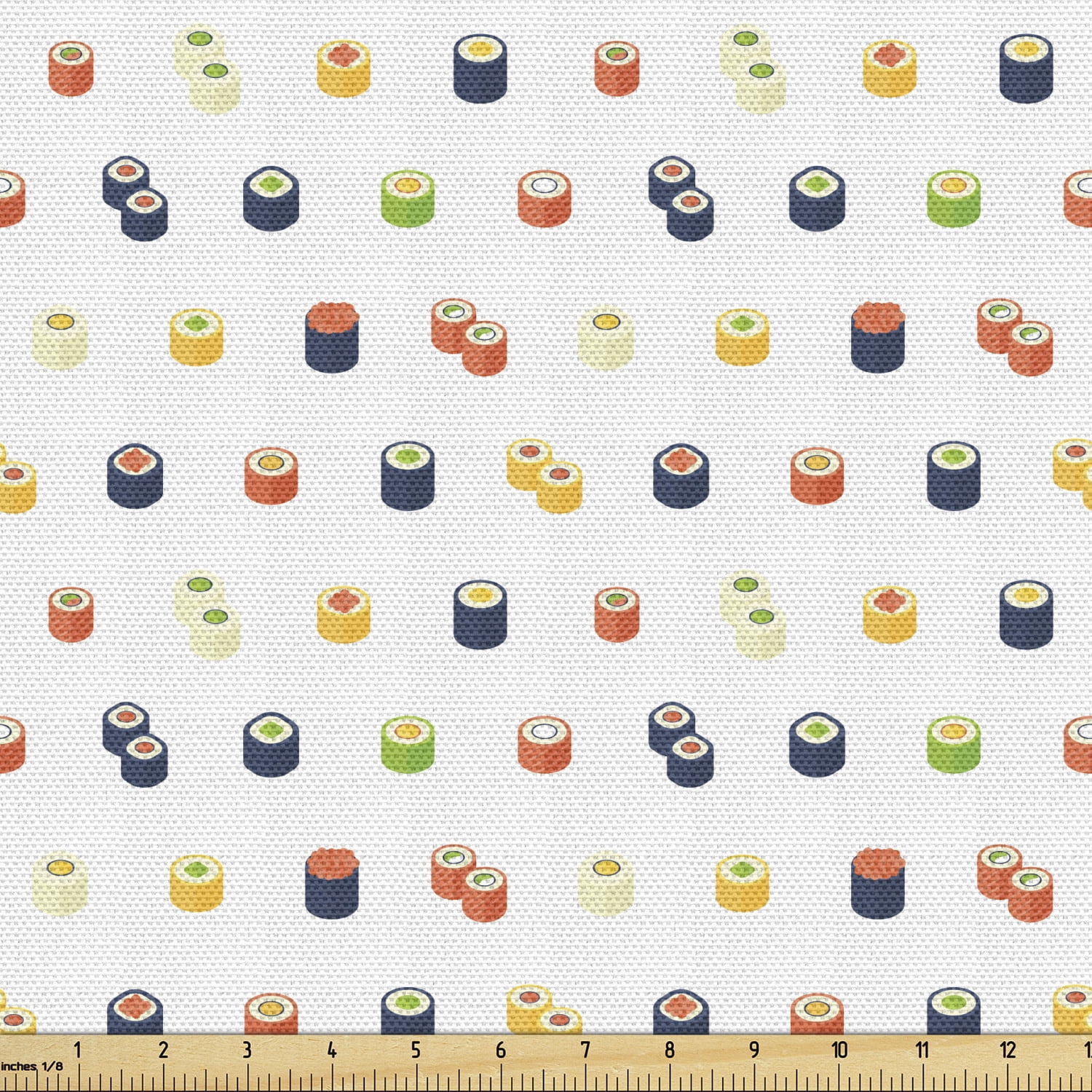 Ambesonne Sushi Fabric by the Yard Upholstery, Cartoon Tiny Sushi ...