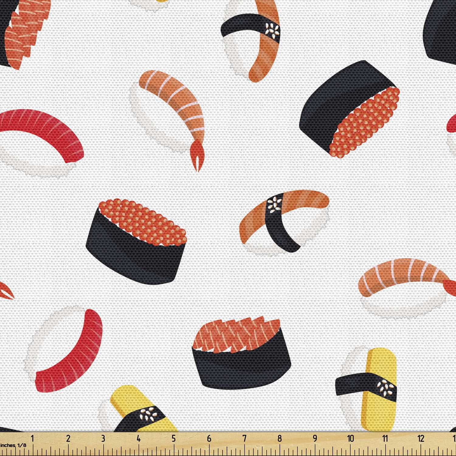 Sushi Sofa Upholstery Fabric by the Yard, Tasty Rolls and Nigiri ...