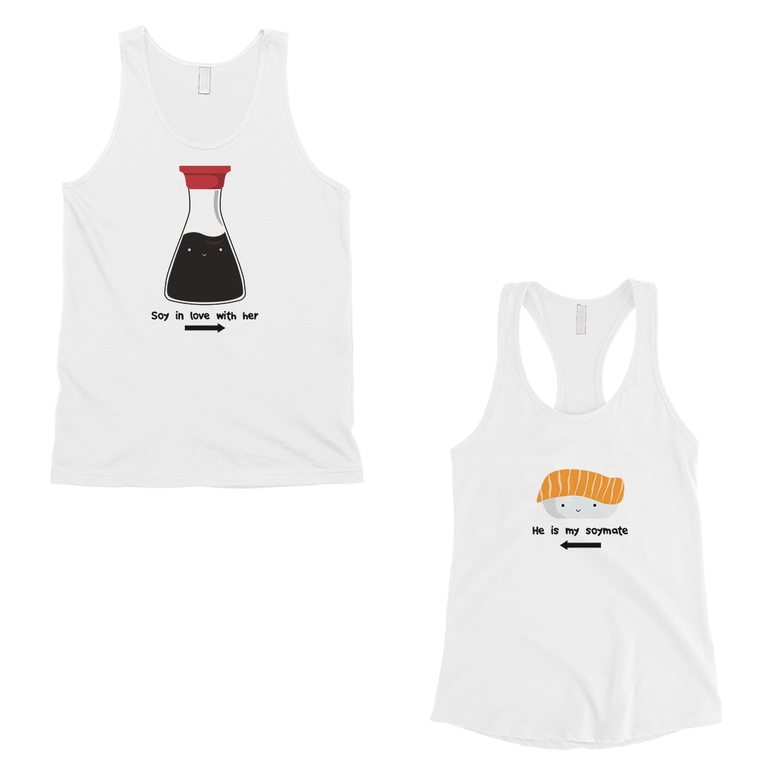 Sushi & Soy Sauce Matching Couple Tank Tops White Valentine's Day ...
