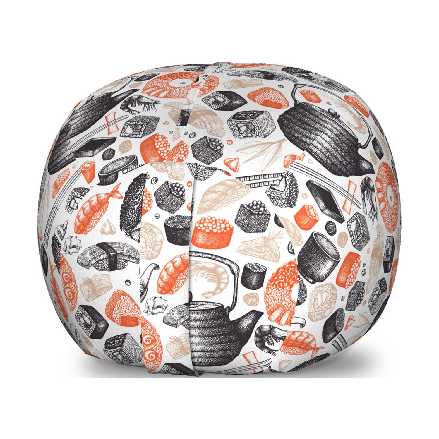 Sushi Storage Toy Bag Chair, Dishes Pattern with Shrimps Sushi Rolls ...