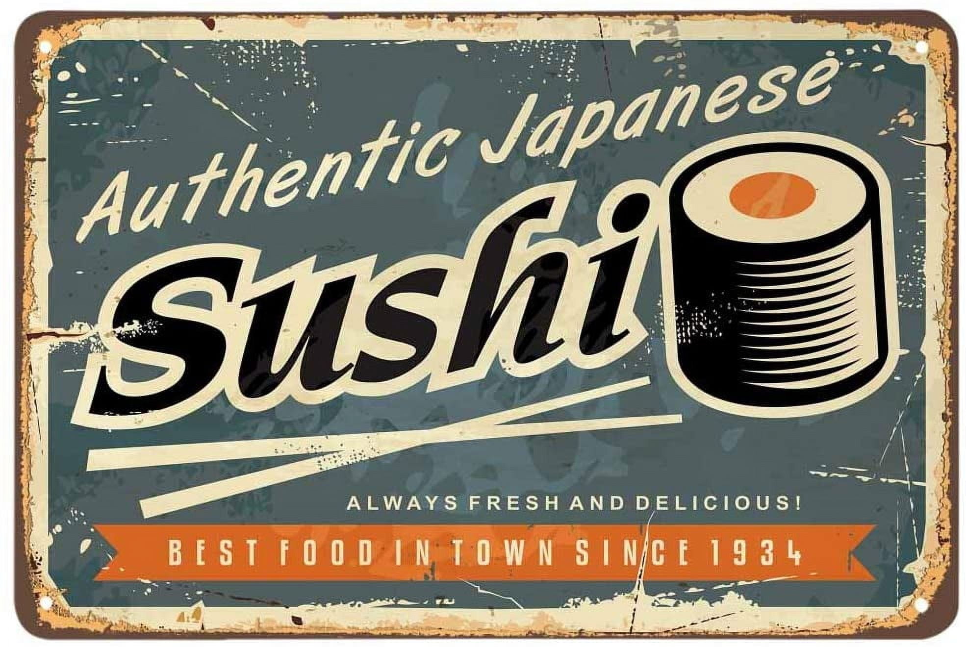 Sushi Tin Sign,Scratch Food Delicious Japanese Fresh Rice Roll Snack ...