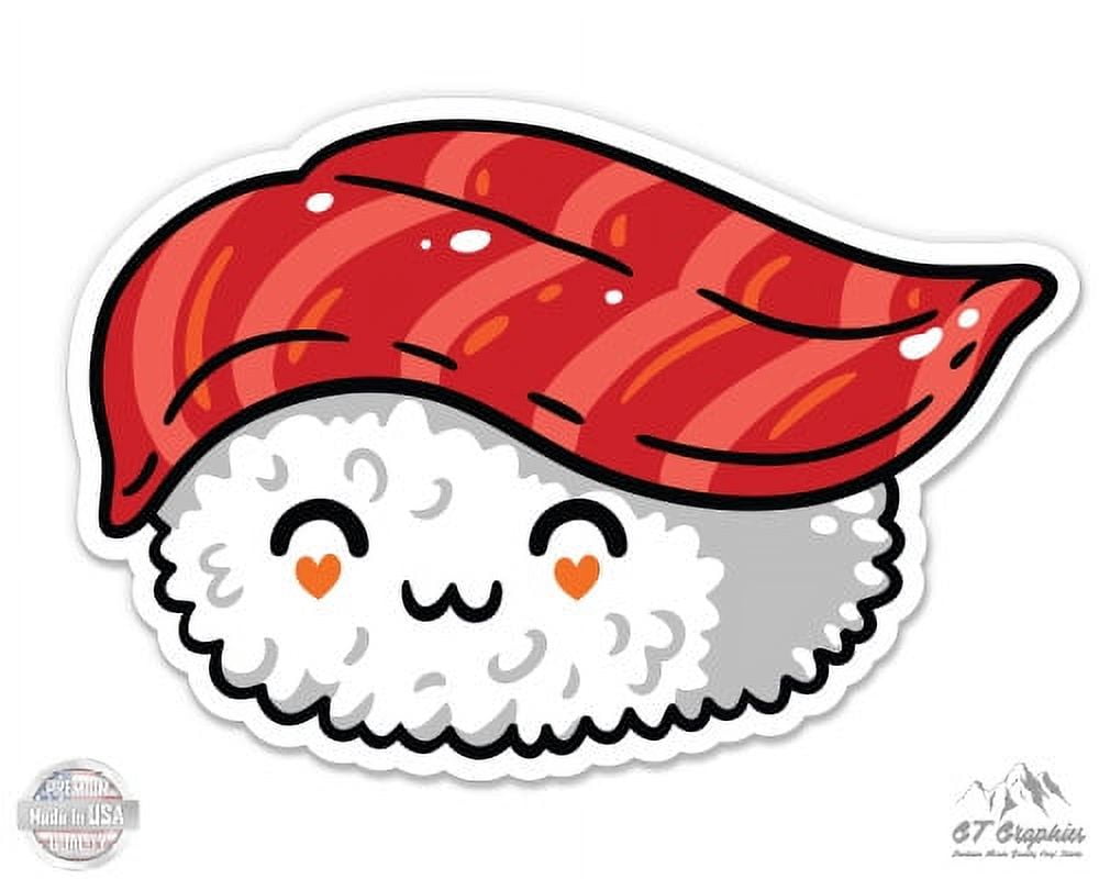 Sushi Tuna Nigiri Cute - 3" Vinyl Sticker - For Car Laptop I-Pad Phone ...