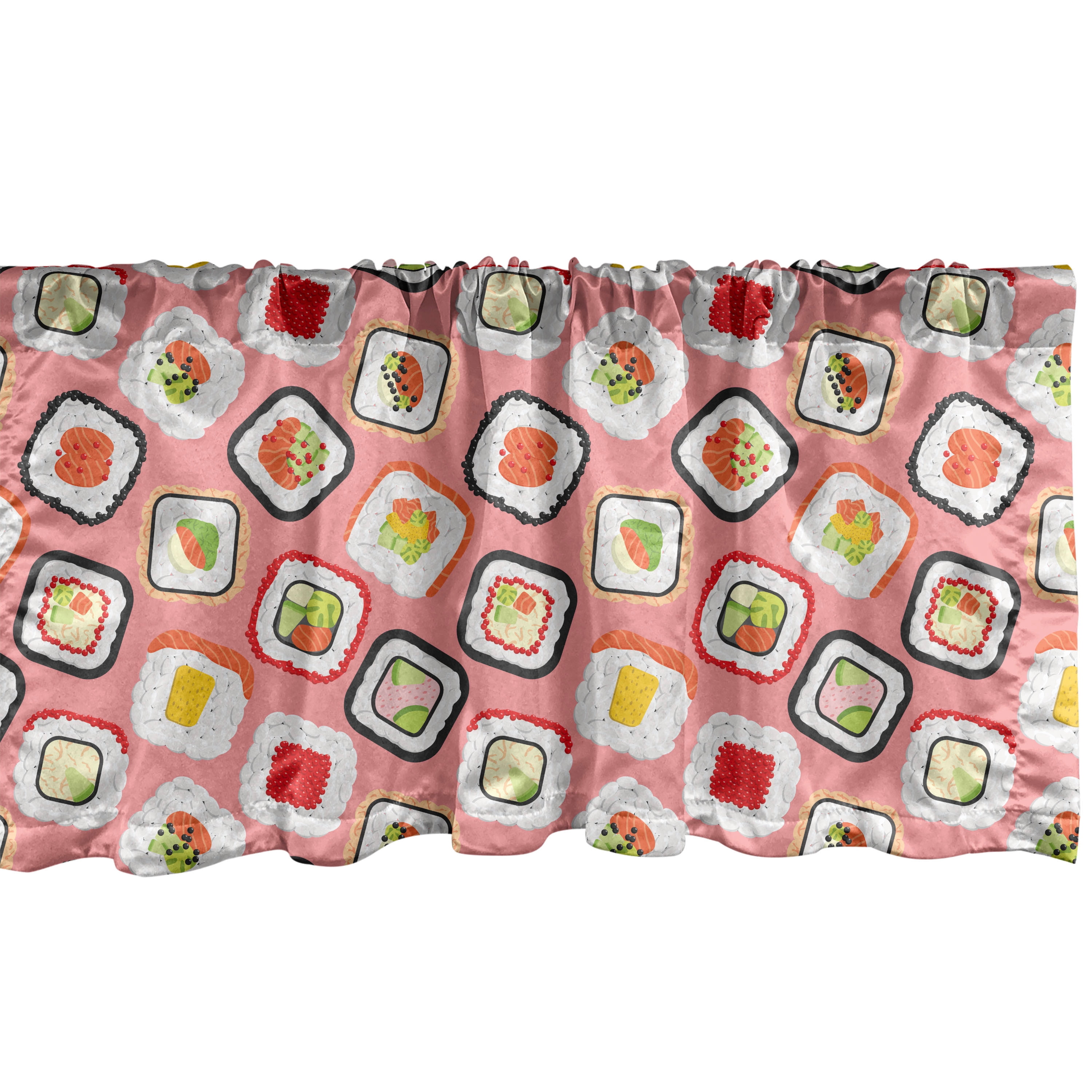 Ambesonne Sushi Window Valance, Famous Food Seafood, 42" x 12 ...