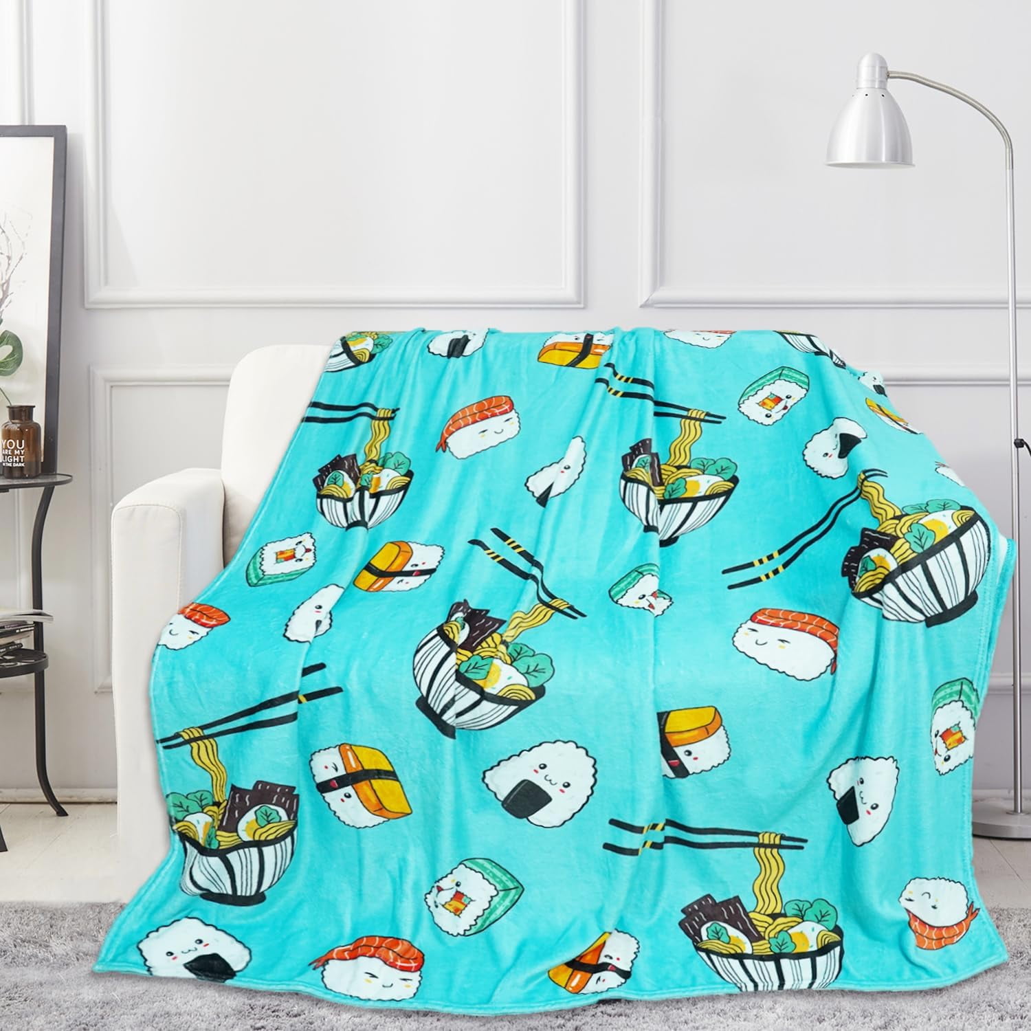 Sushi and Ramen Blanket 50"x60"Japanese Food Throw Blanket Cute Cartoon ...