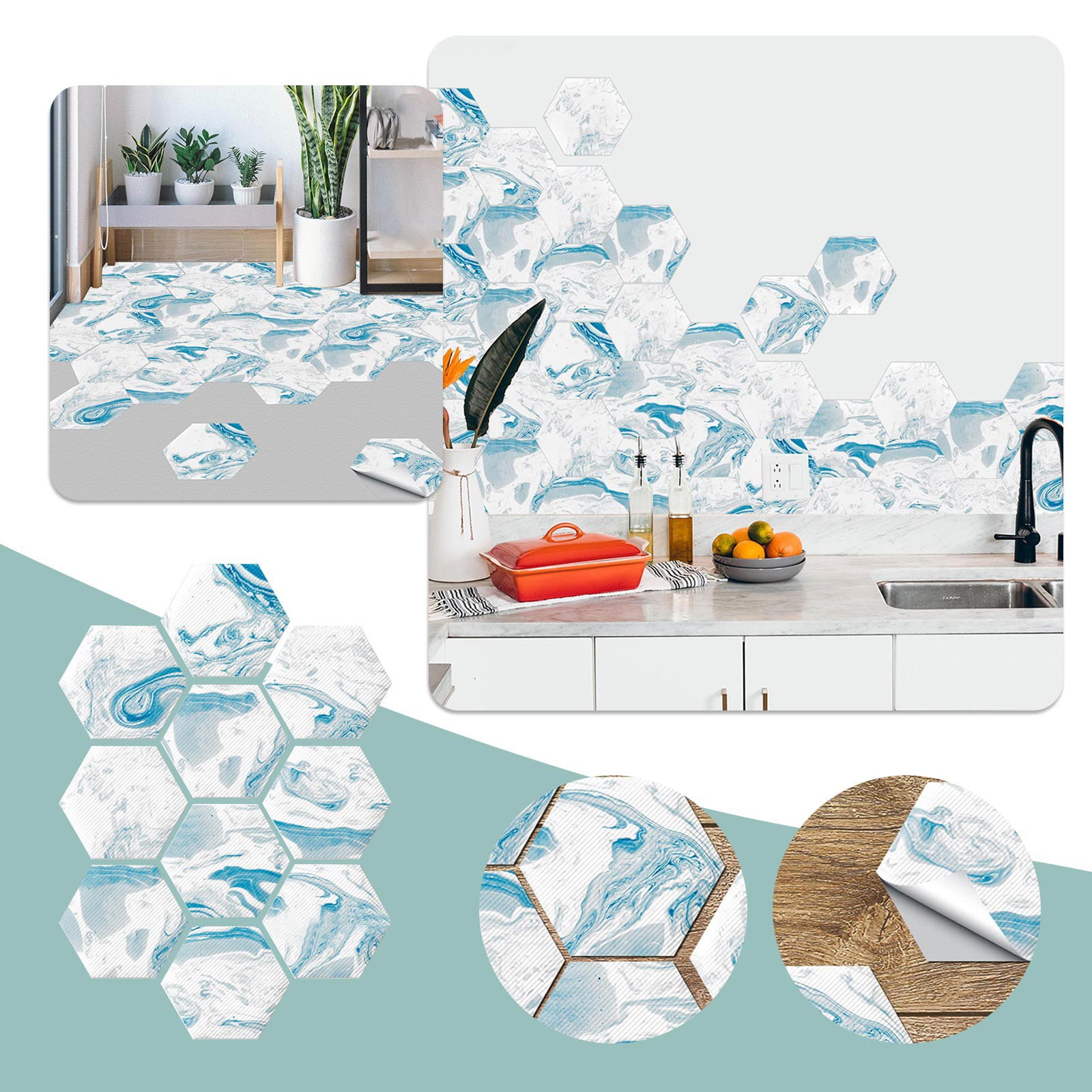 Susoonfo Wall Decoration Simulation Tile Sticker Self Adhesive Crystal ...