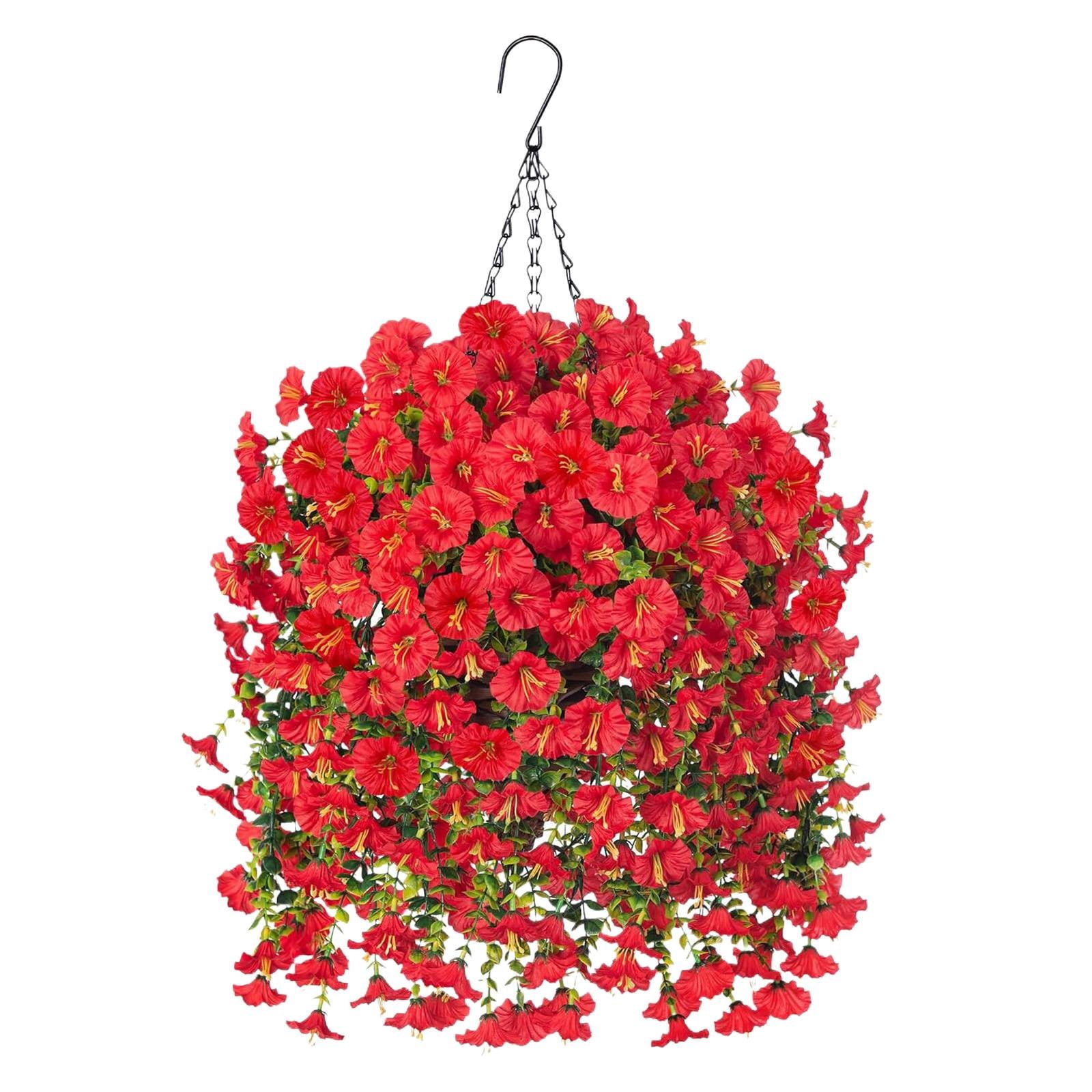 Suspended Basket - Artificial Hanging Flowers with Basket Outdoors ...
