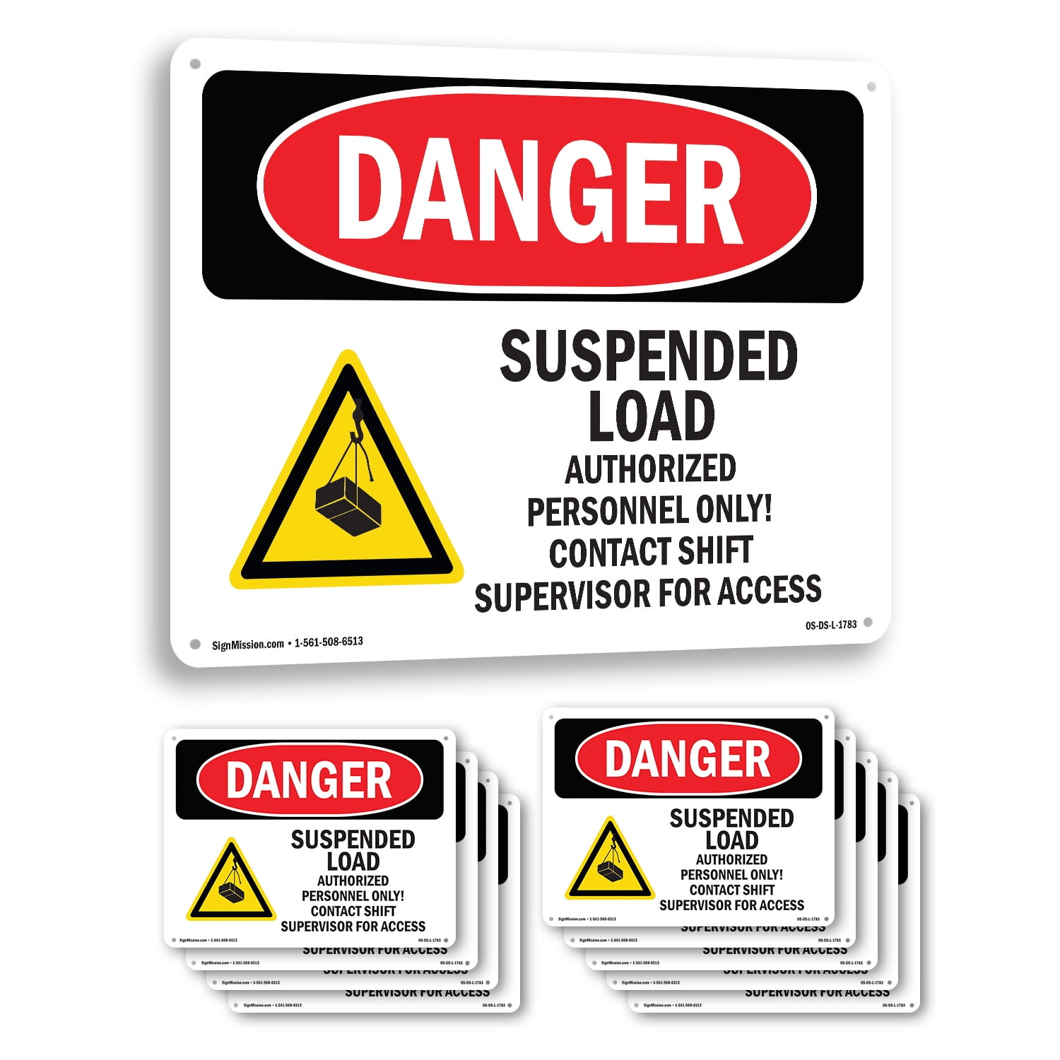 Suspended Load Authorized Personnel Only OSHA Danger Aluminum Sign 10 ...