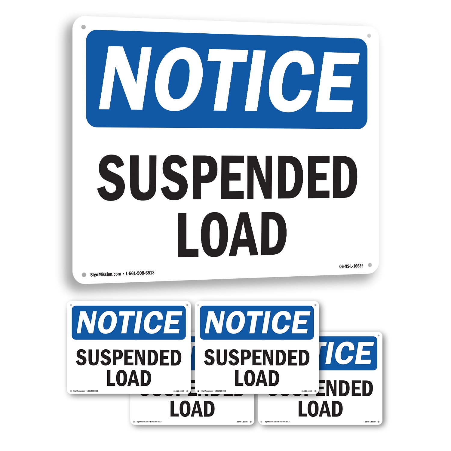 Suspended Load OSHA Notice Rigid Plastic Sign 24 Inch x 18 Inch - 5 ...