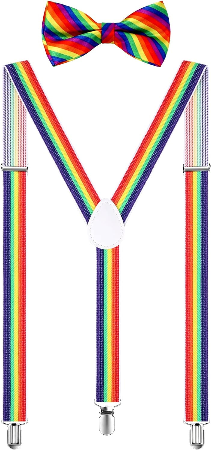 Suspender Bow Tie Set Clip On Y Shape Adjustable Braces, Suspenders ...