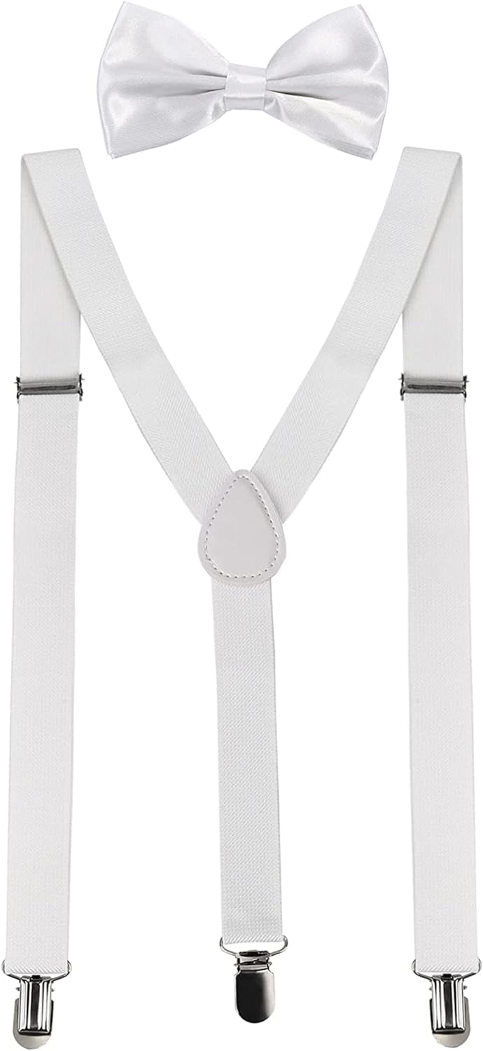 Suspender Bow Tie Set Clip On Y Shape Adjustable Braces, Suspenders ...