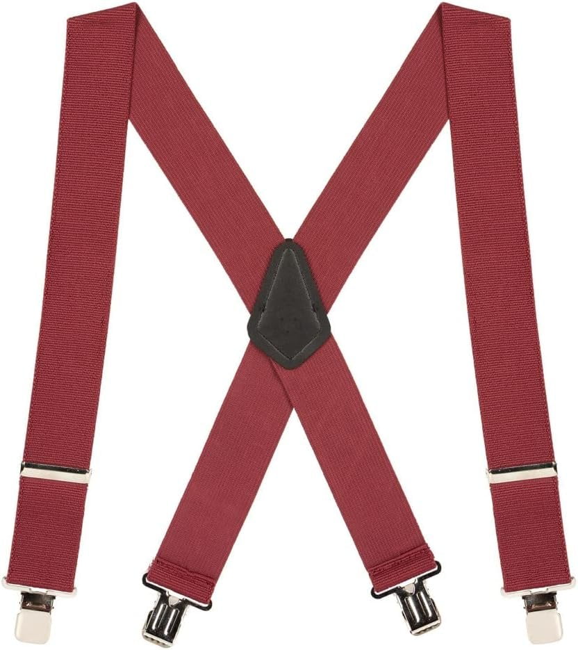 Suspender Store 2 Inch Wide Construction Clip Suspenders - BURGUNDY 60 ...