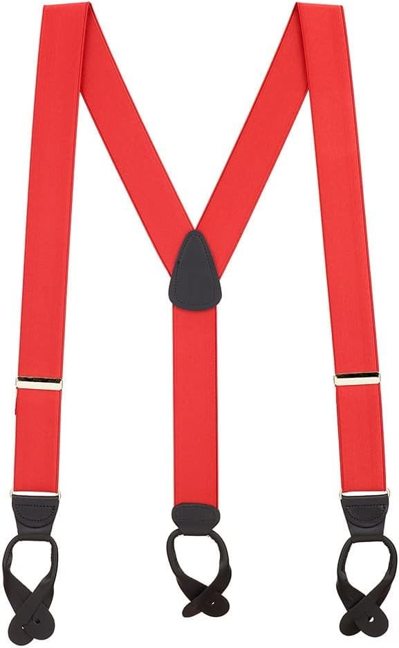 Suspender Store Mens French Satin Button Suspenders - 1.5 Inch Wide Red ...