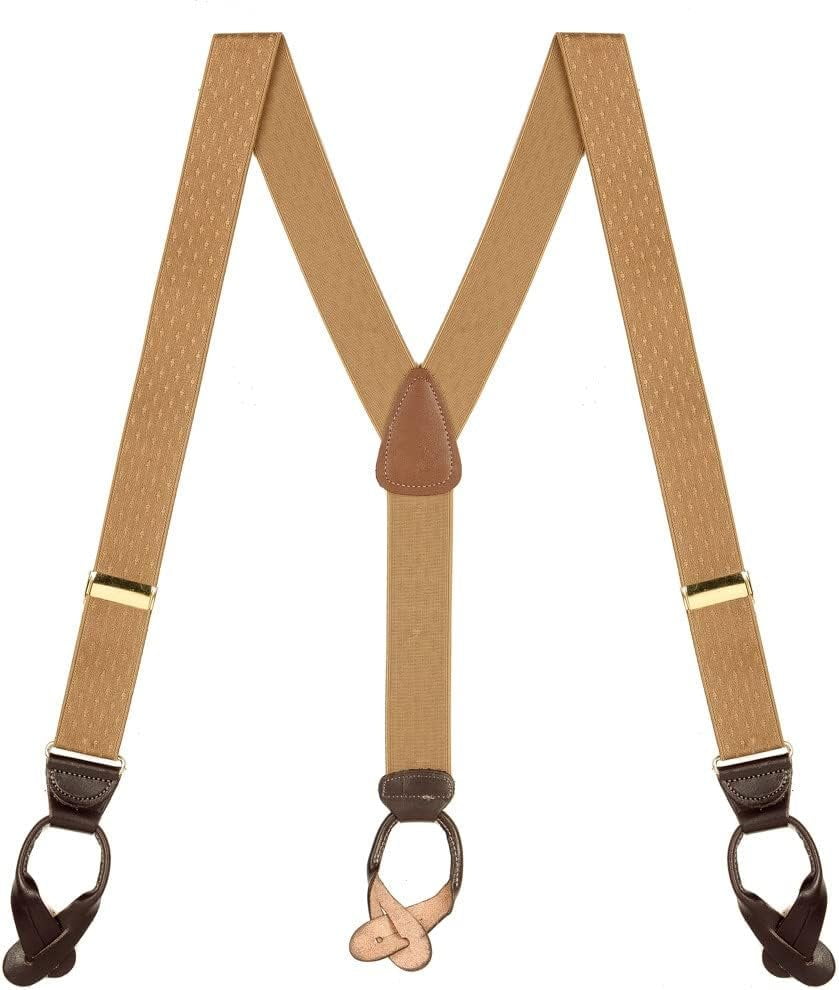 Suspender Store Mens Jacquard Petite Diamonds Suspenders - Button Tan ...