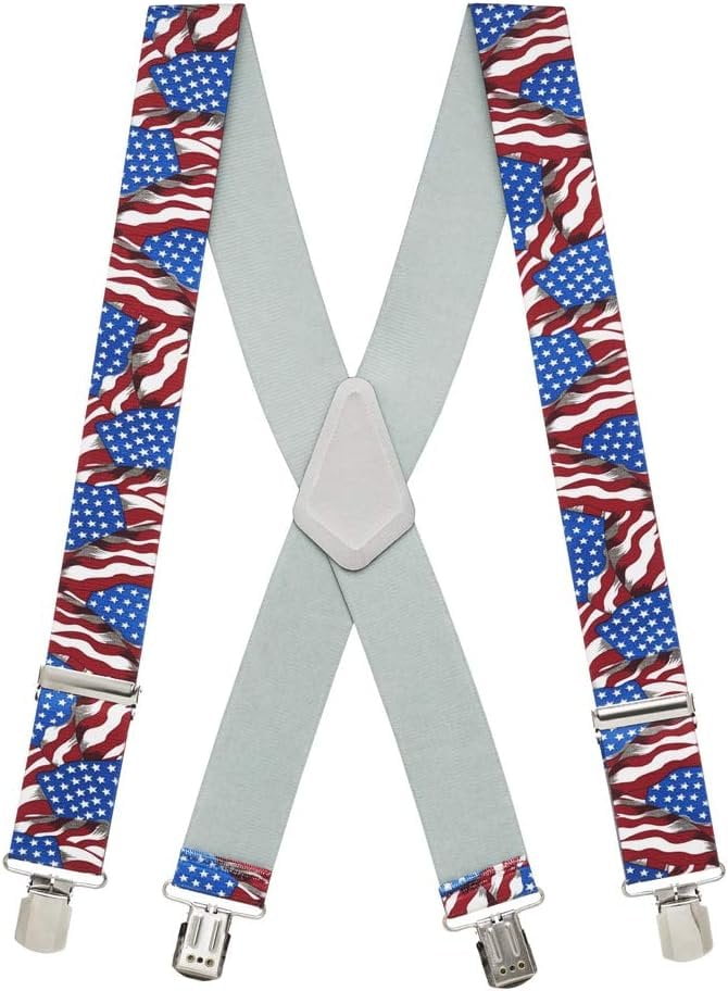 SuspenderStore American Flag Suspenders - 2-Inch Wide Elastic - Pin ...