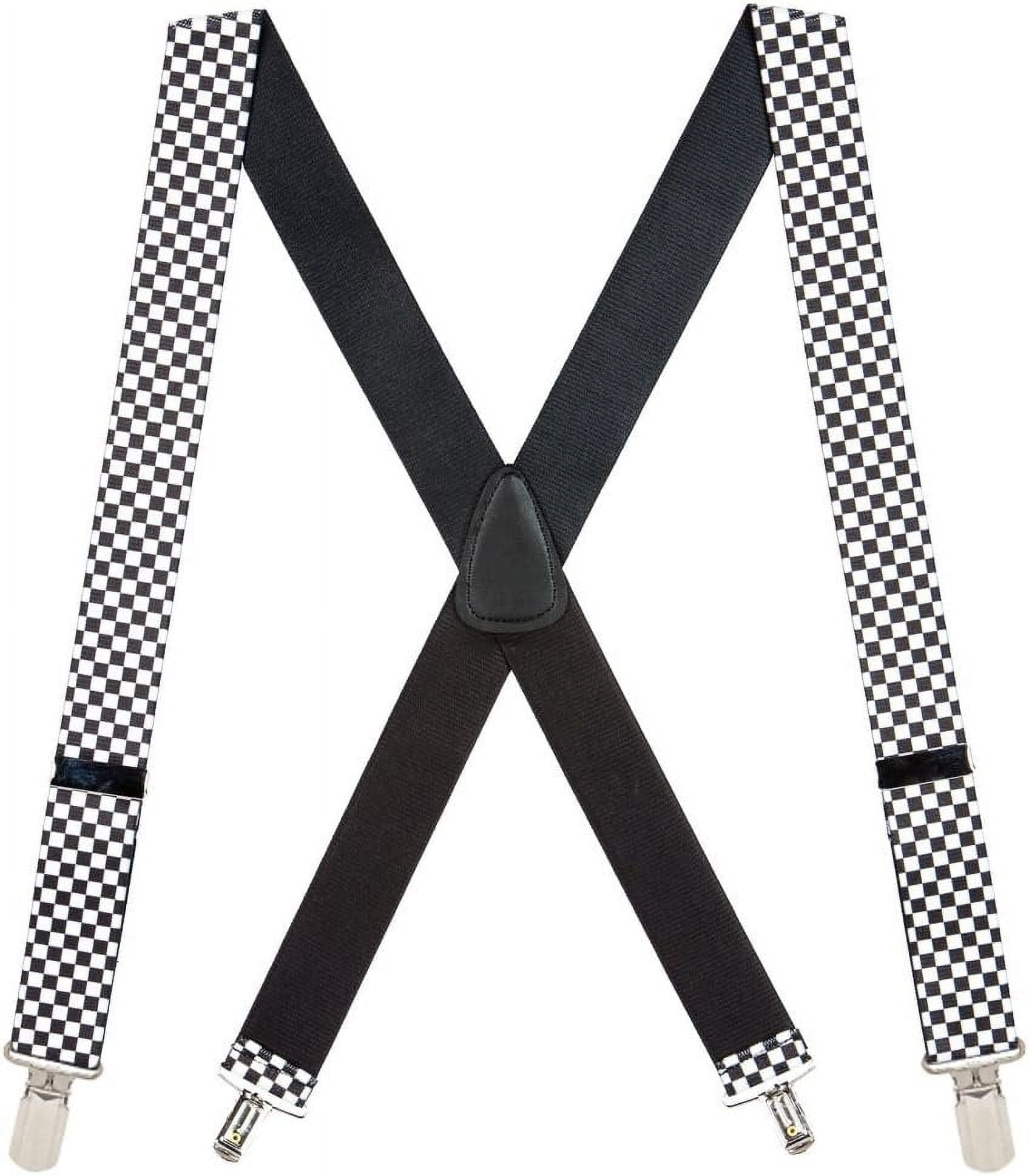 SuspenderStore Checkered Suspenders - 1.5-Inch Wide Elastic - Small Pin ...
