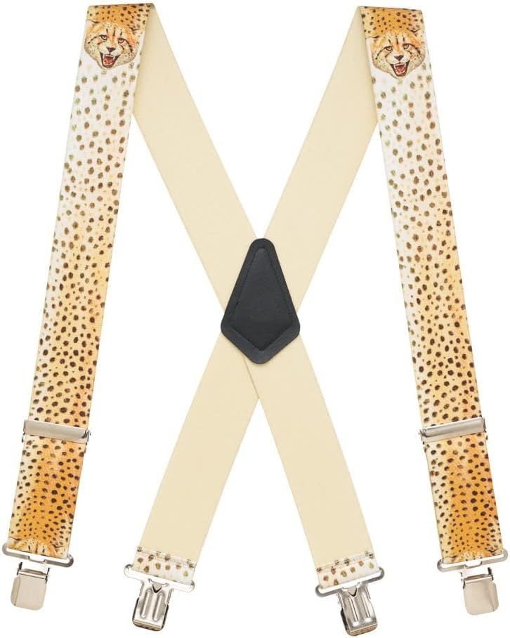 Suspender Store Novelty Cheetah Suspenders - 2-Inch Wide Elastic - X ...